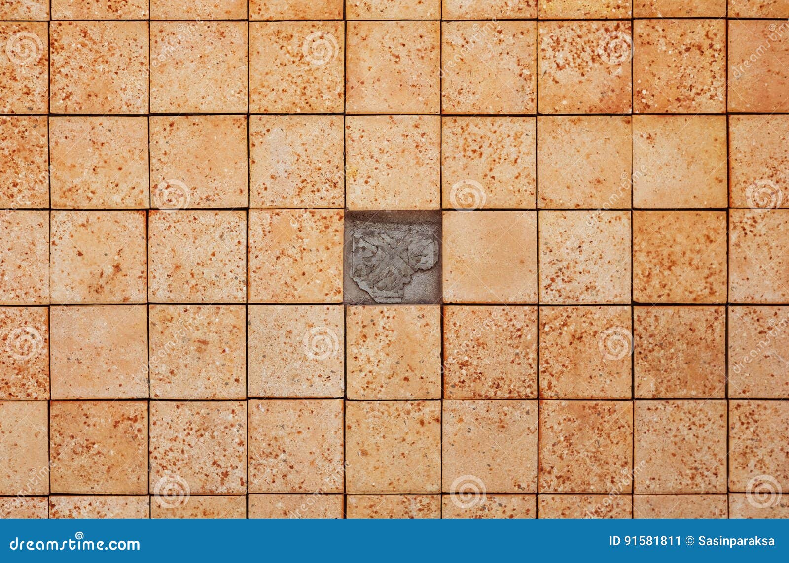 Square Bricks Texture with Missing Piece Stock Image - Image of cement ...
