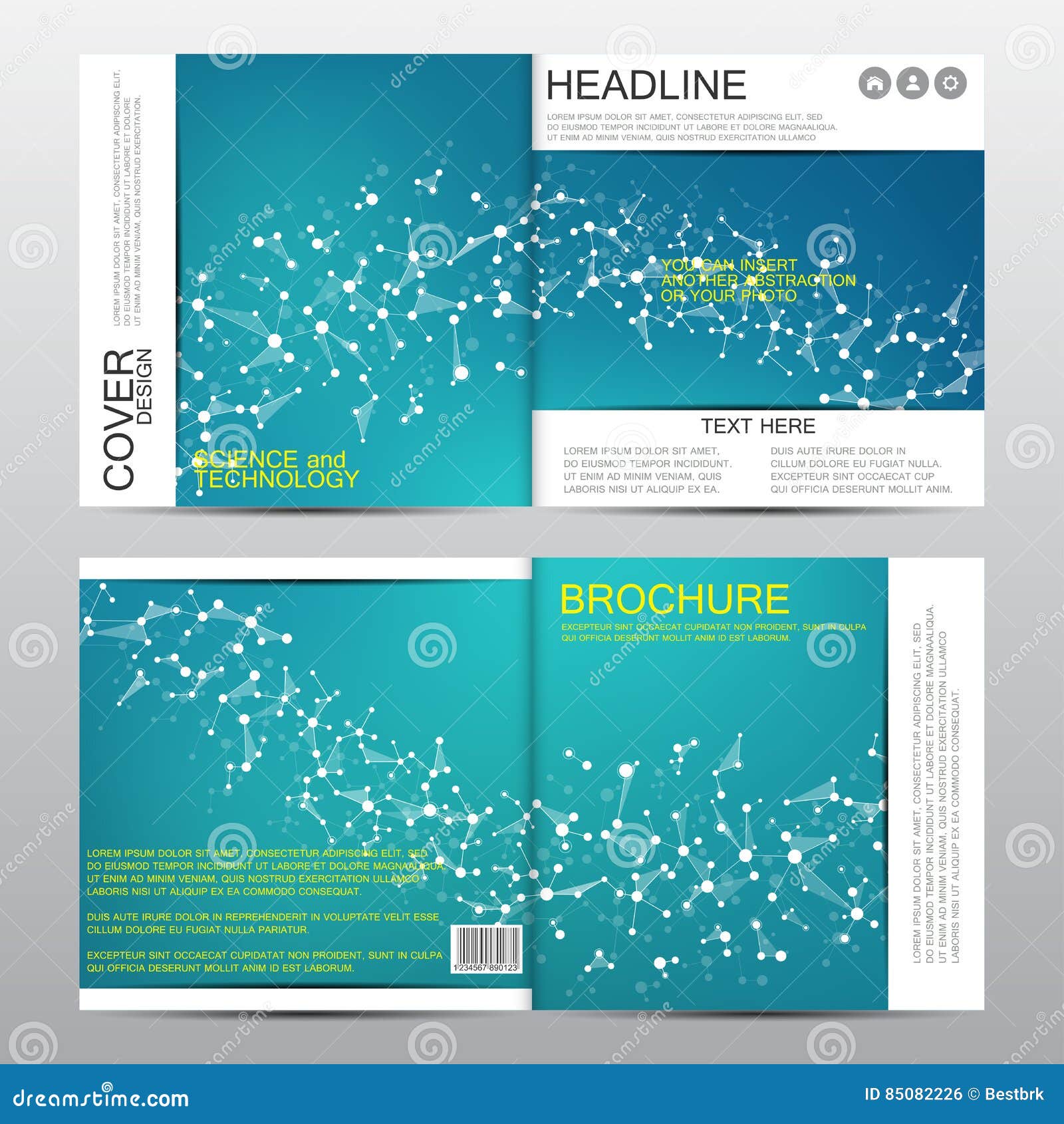 Square Brochure Template with Molecular Structure. Geometric Abstract ...