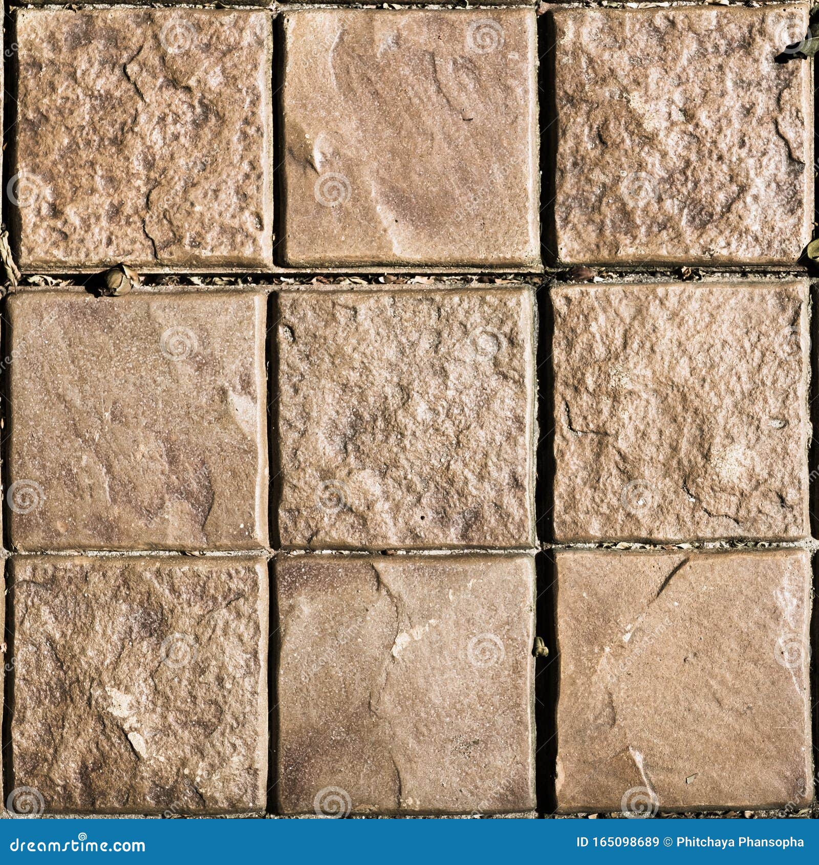 Square Brown Brick Stone Tiles on the Floor Stock Image - Image of ...