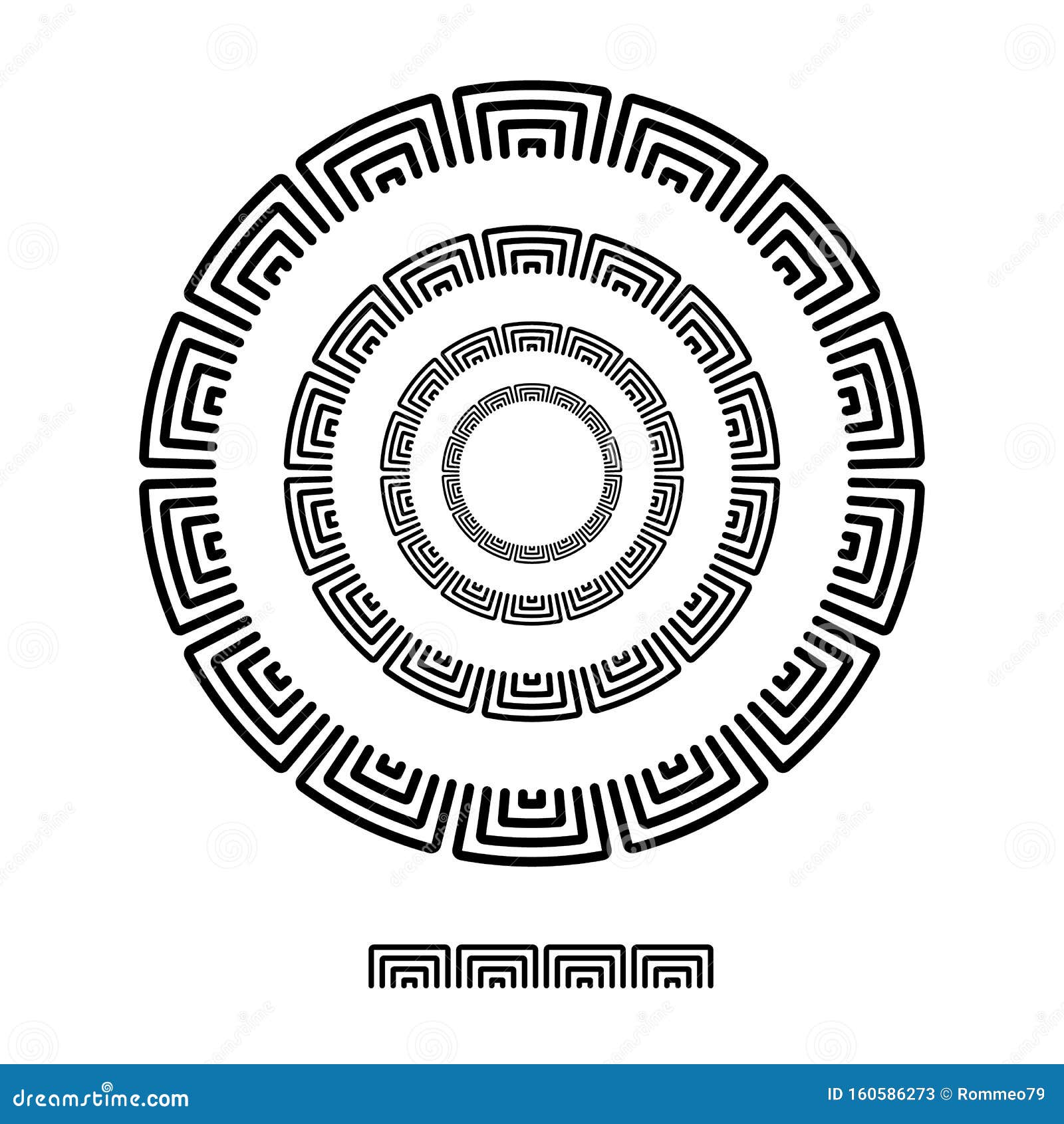 Square Brush Patterns in a Circle Line Black Shape Design Vector ...