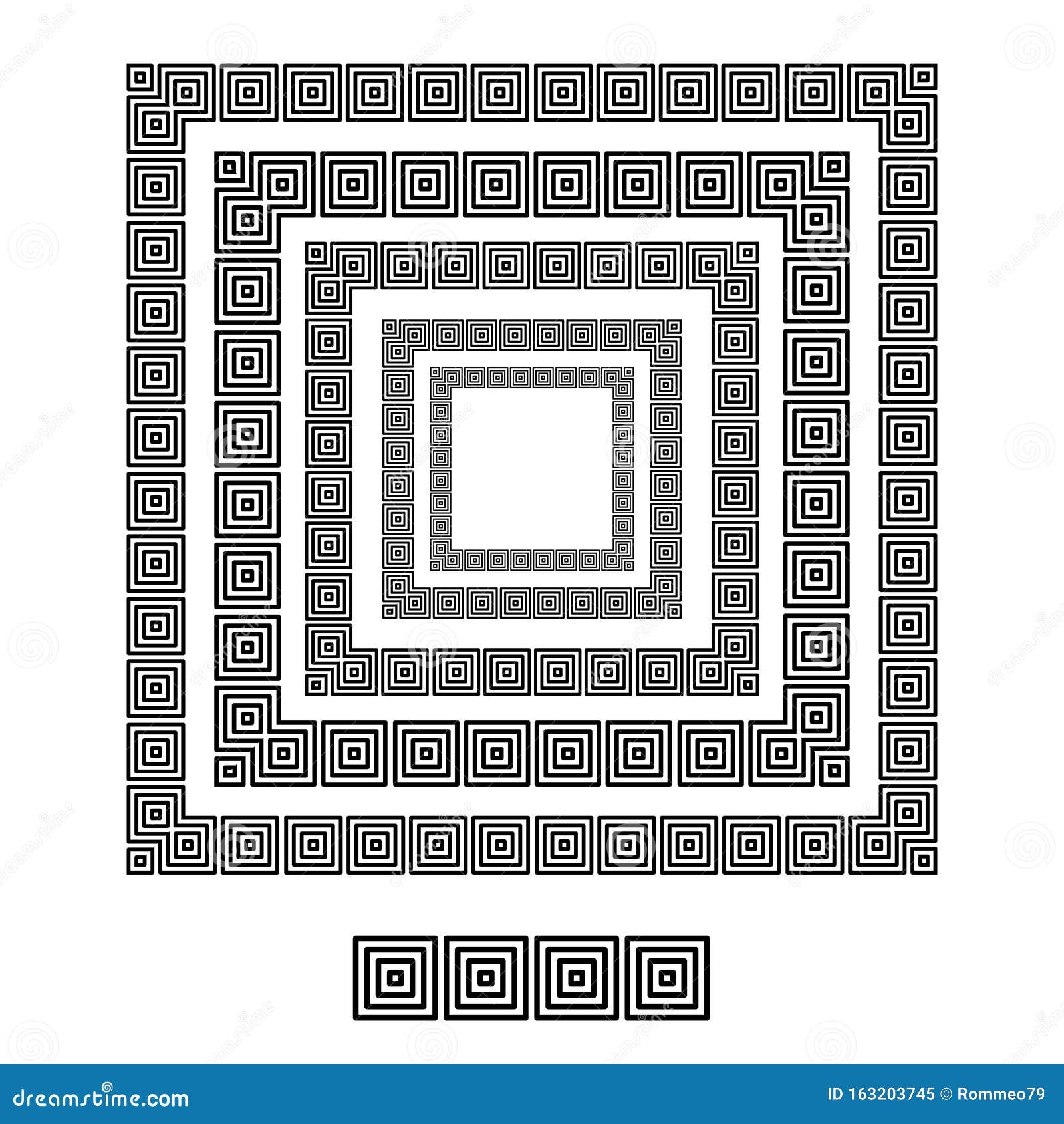 Square Brush Patterns in a Square Line Black Shape Design Vector ...