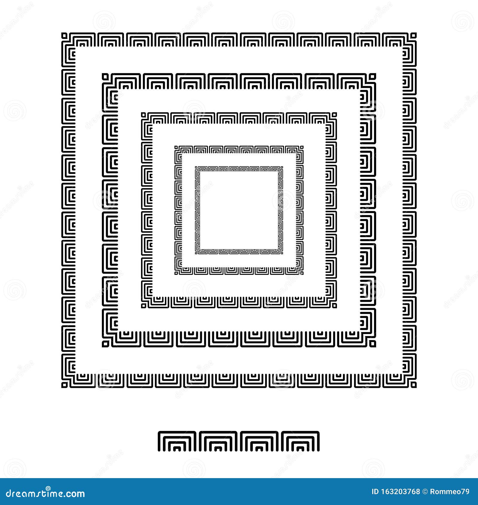 Square Brush Patterns in a Square Line Black Shape Design Vector ...