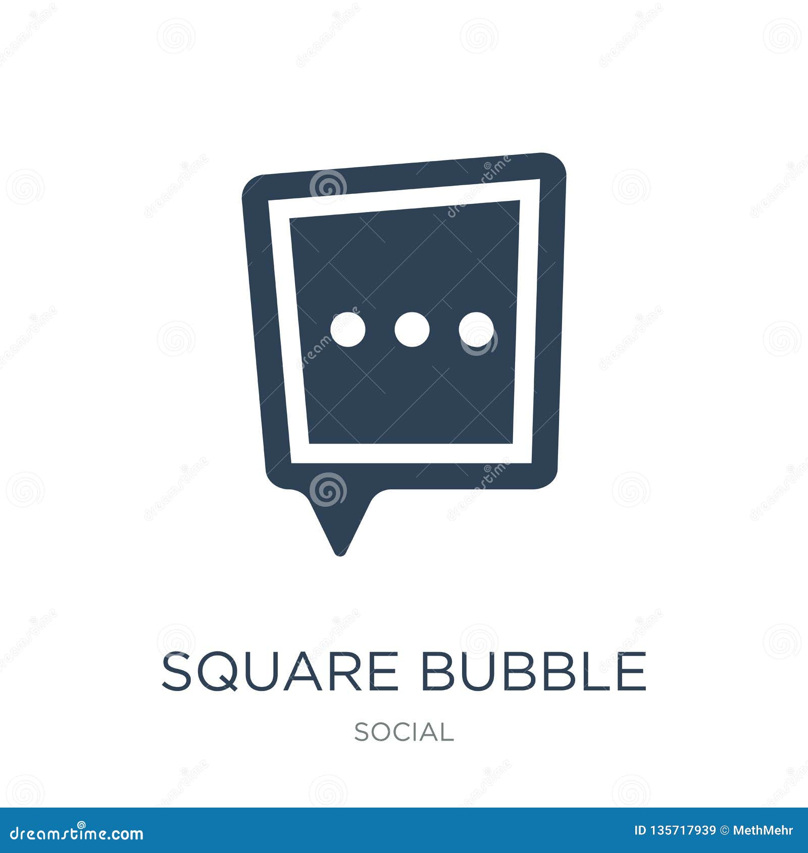 Square Bubble Icon in Trendy Design Style. Square Bubble Icon Isolated ...