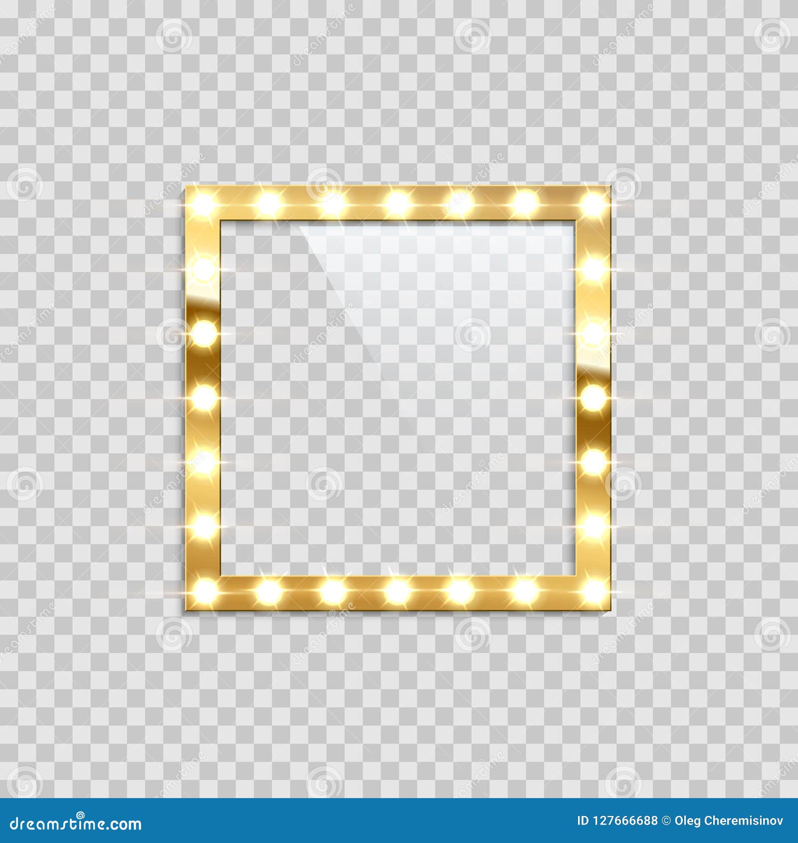 Square Bulb Frame Isolated on Transparent Background. Vector Template ...