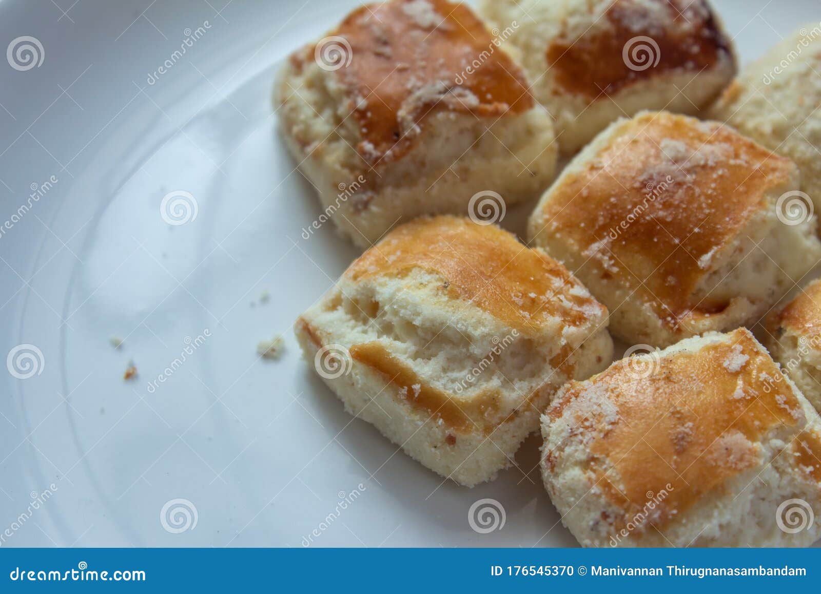 Square Butter Cookies in a White Plate. Bakery Cookies in Square Shape ...