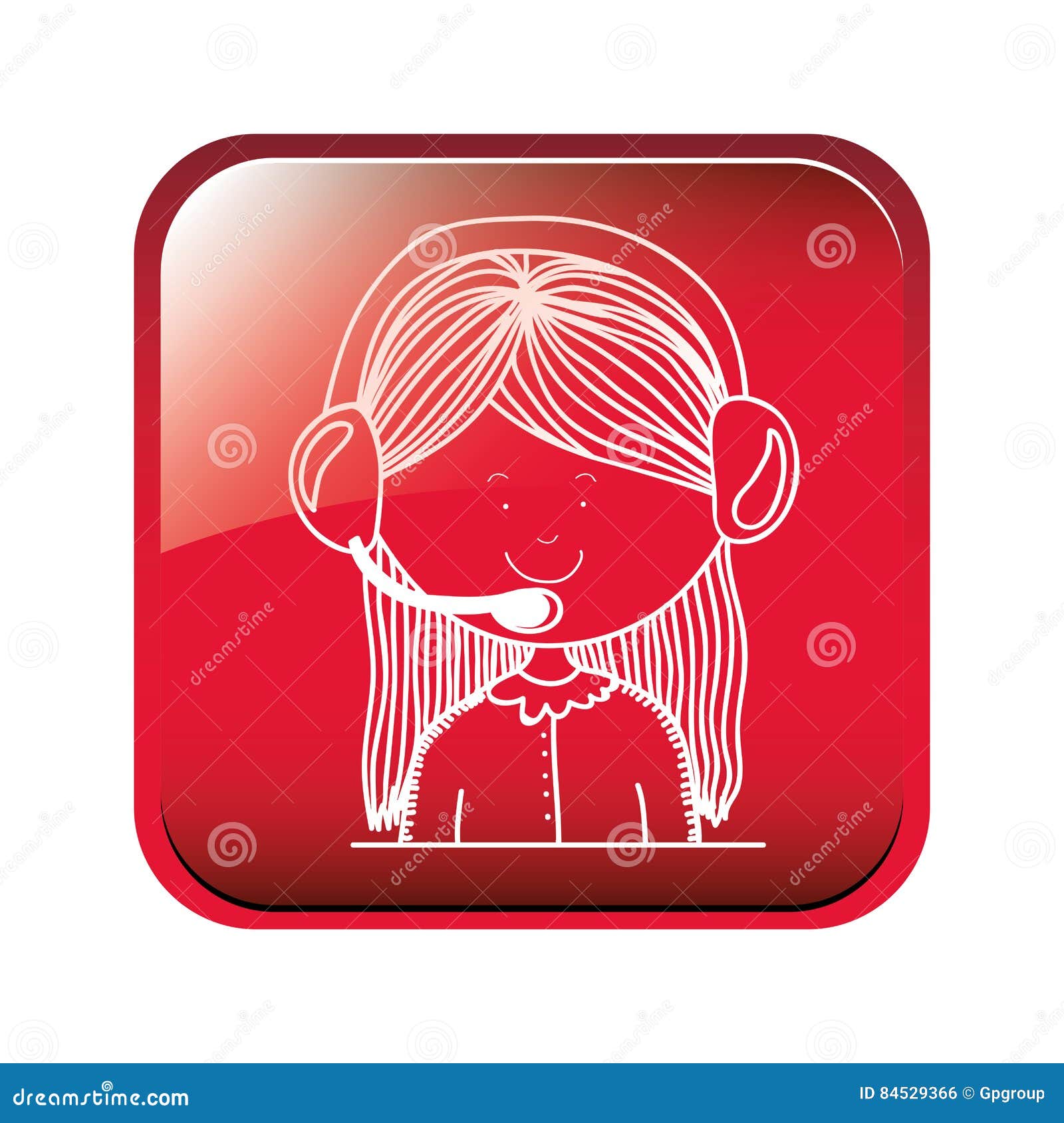 Square Button Call Center Operator with Handset Stock Vector ...