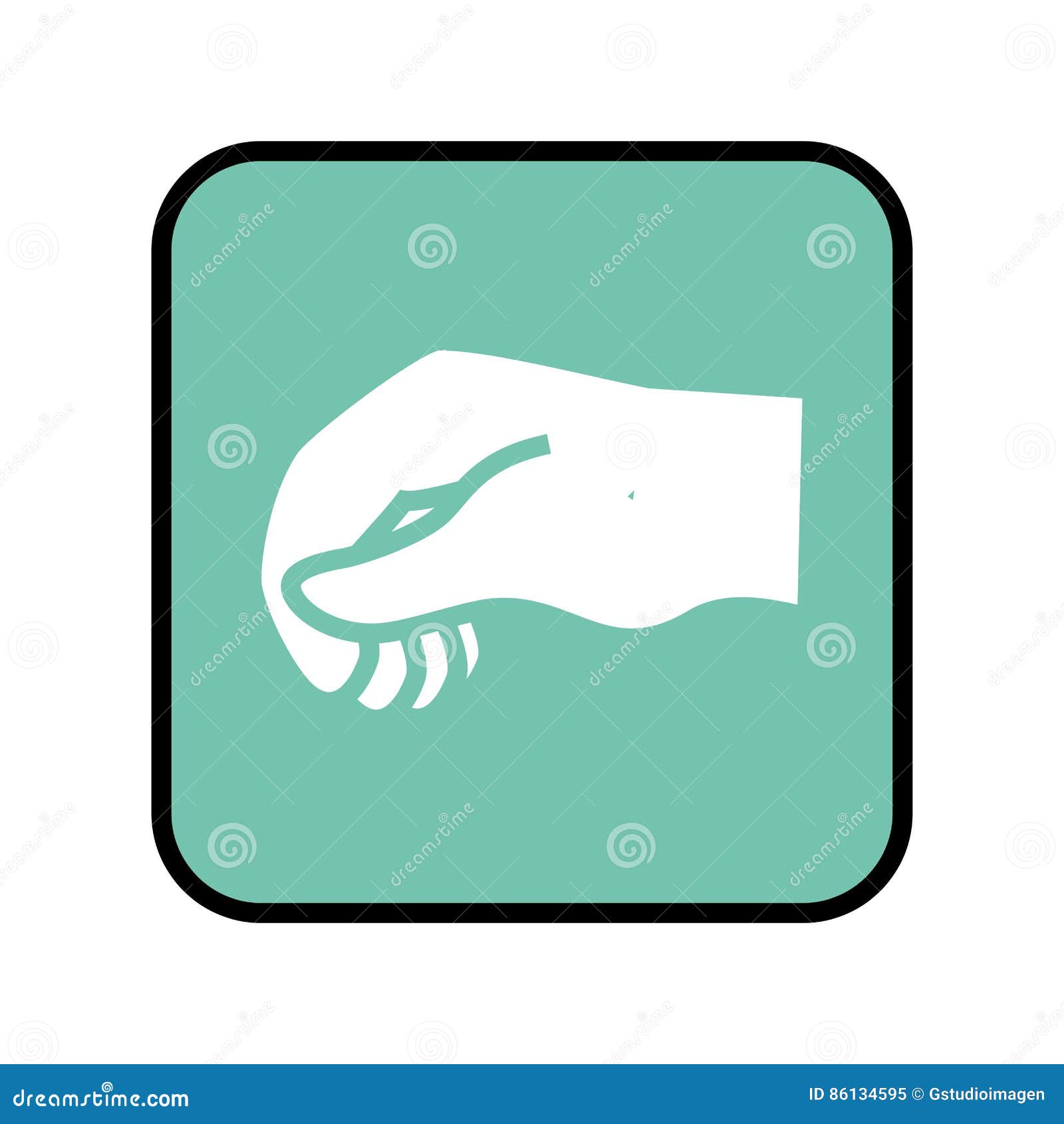 Square Button with Closed Hand Stock Vector - Illustration of palm ...