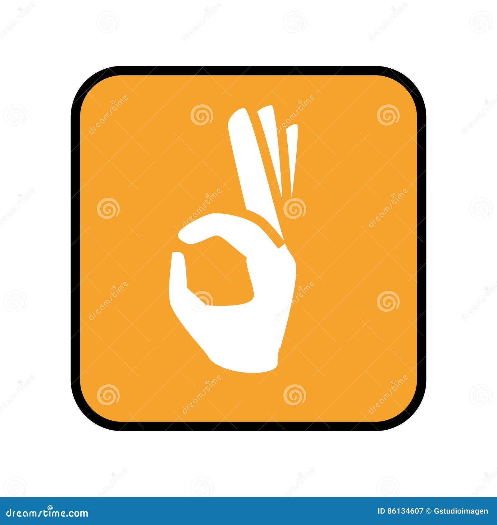 Square Button with Open Hand in Peace Signal Stock Vector ...