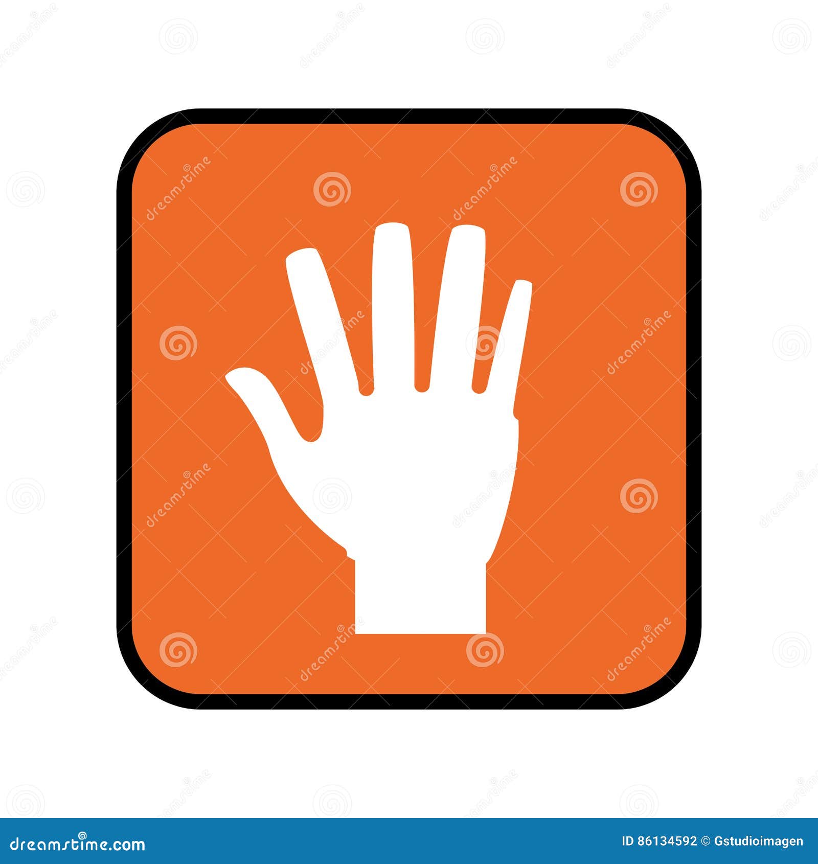 Square Button with Open Hand Stock Vector - Illustration of palm, hands ...