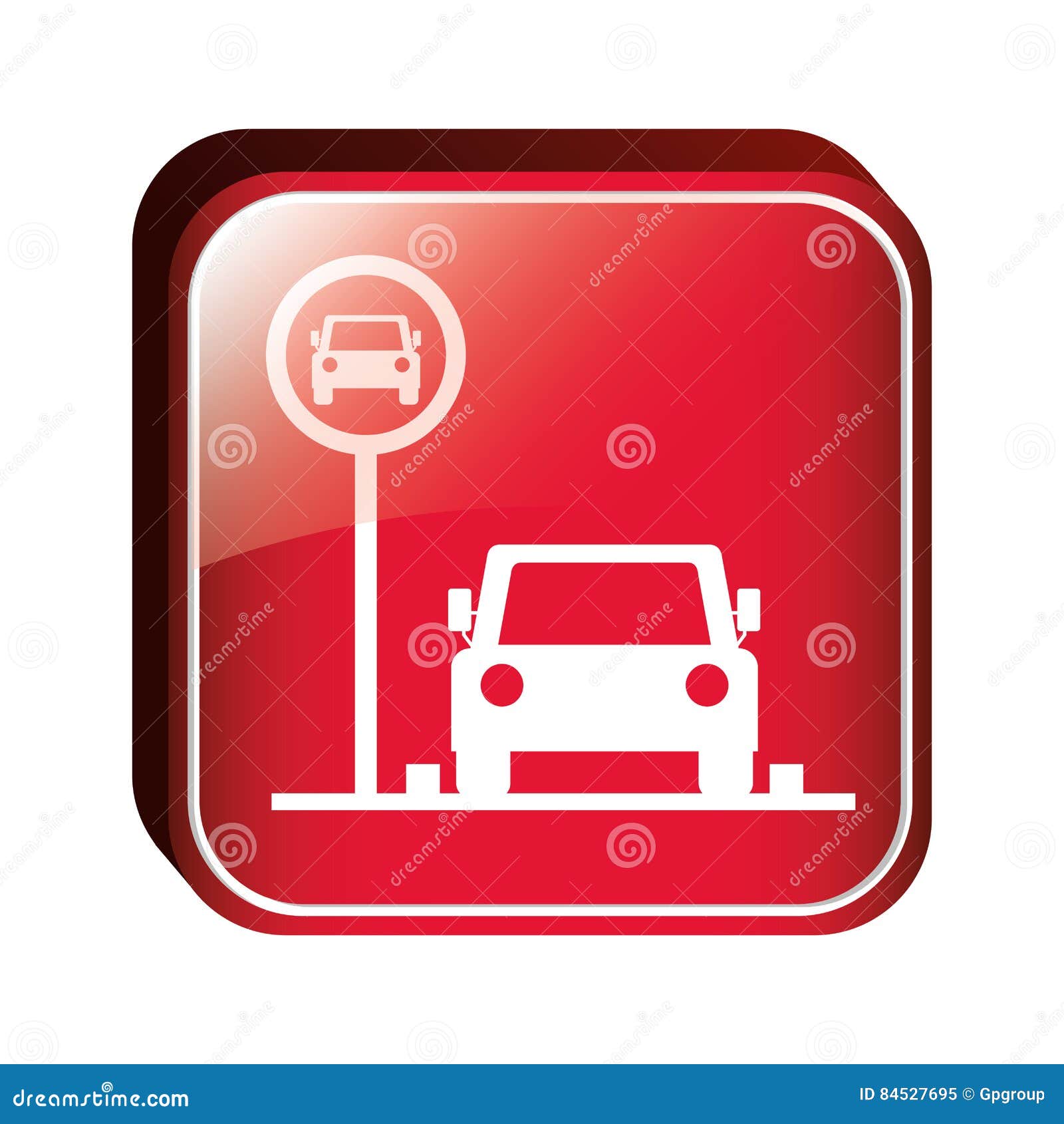 Square Button Parking Area for Vehicles Stock Vector - Illustration of ...