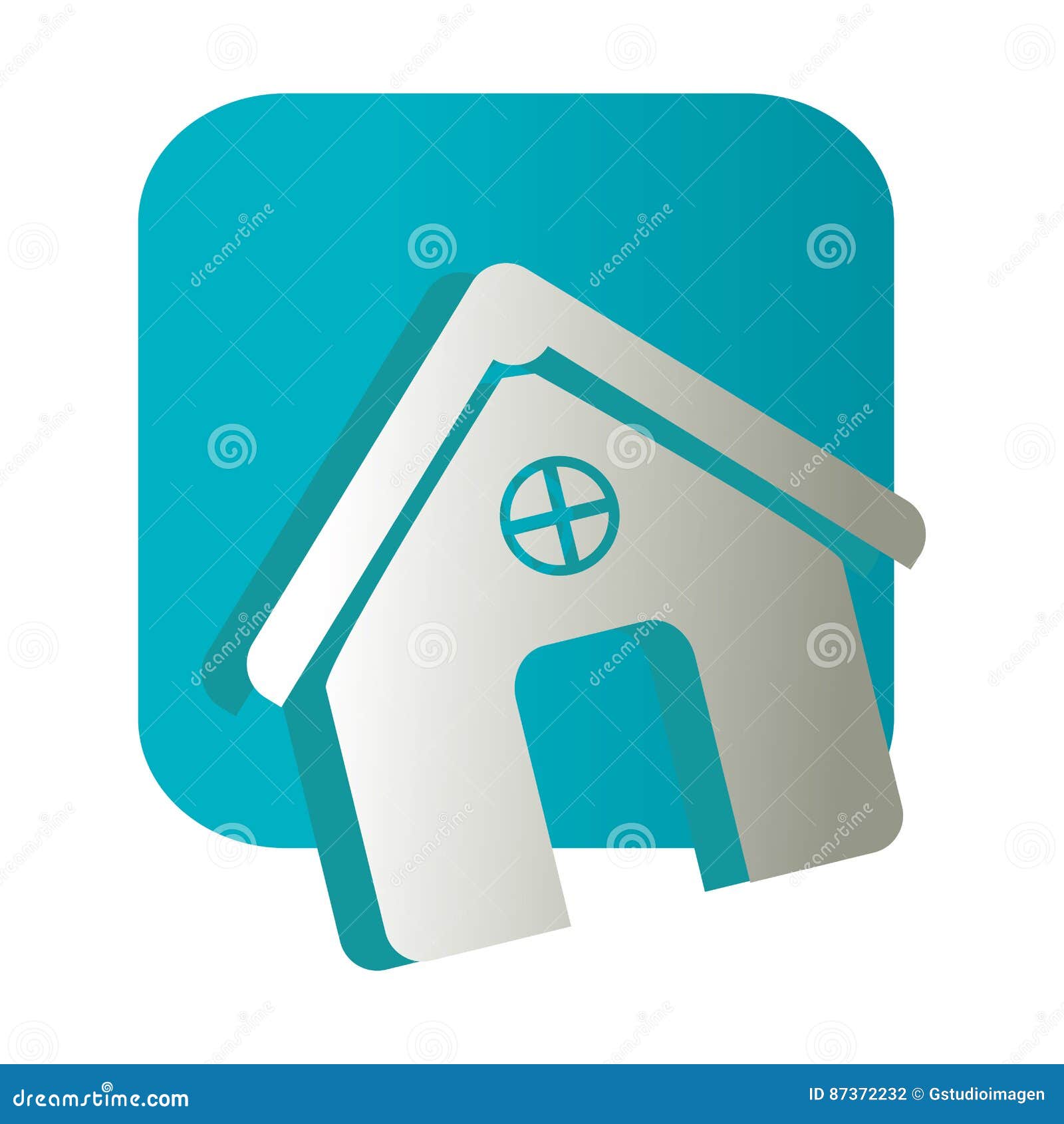 Square Button and Simple Facade House Icon Design Stock Vector ...