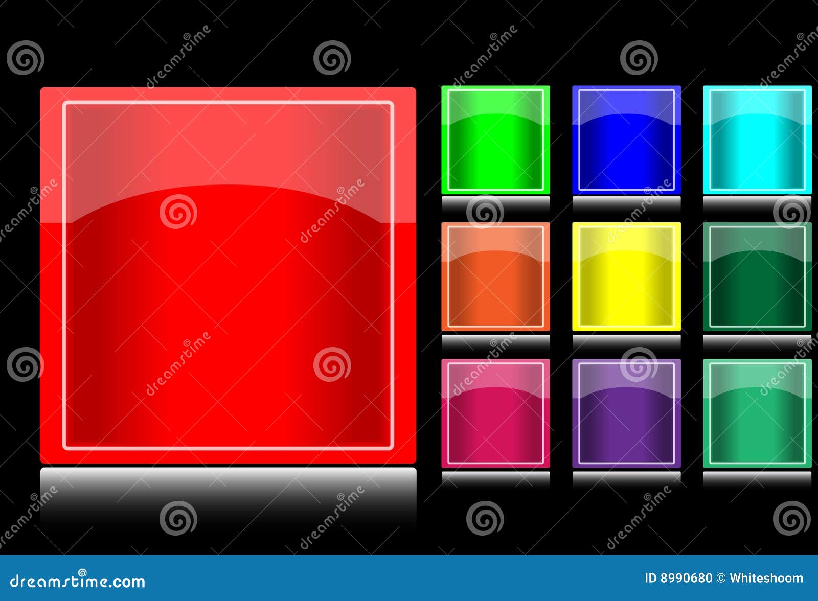 Square buttons stock vector. Illustration of glass, painting - 8990680
