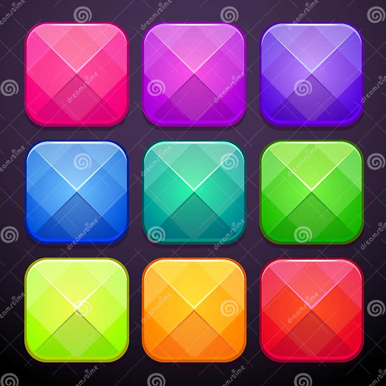 Square buttons set stock illustration. Illustration of banner - 56727003
