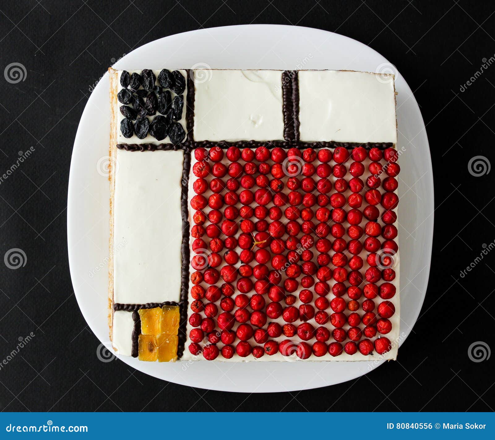 Square Cake on a Black Background. Mondrian Cake Stock Photo - Image of ...