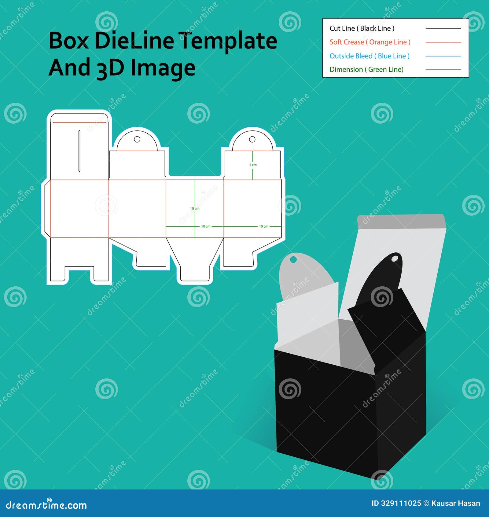 Square Cake Box Die Line Template, Vector Design Stock Vector ...
