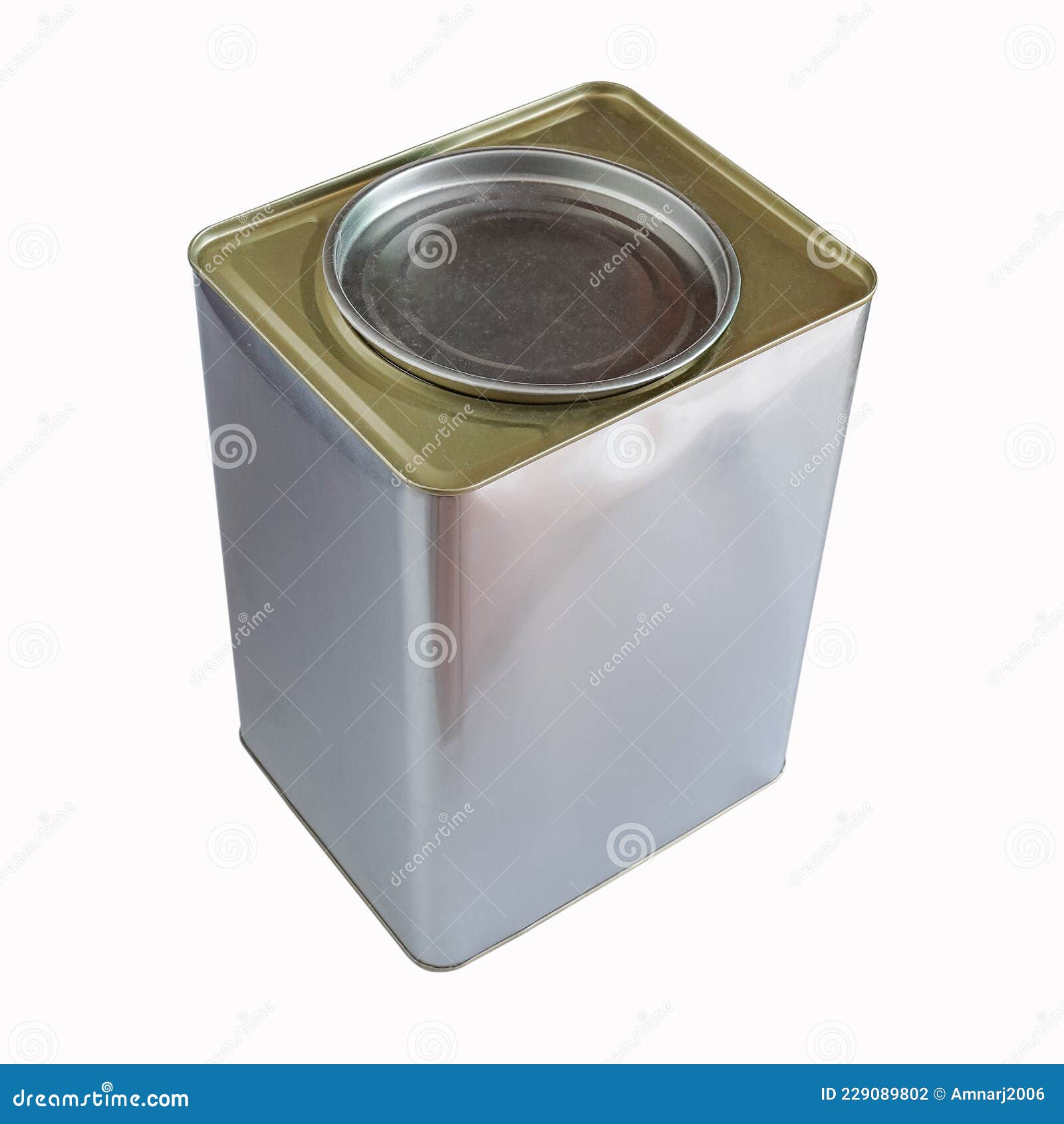 Square Can Bucket Container for Food Stock Photo - Image of metallic ...