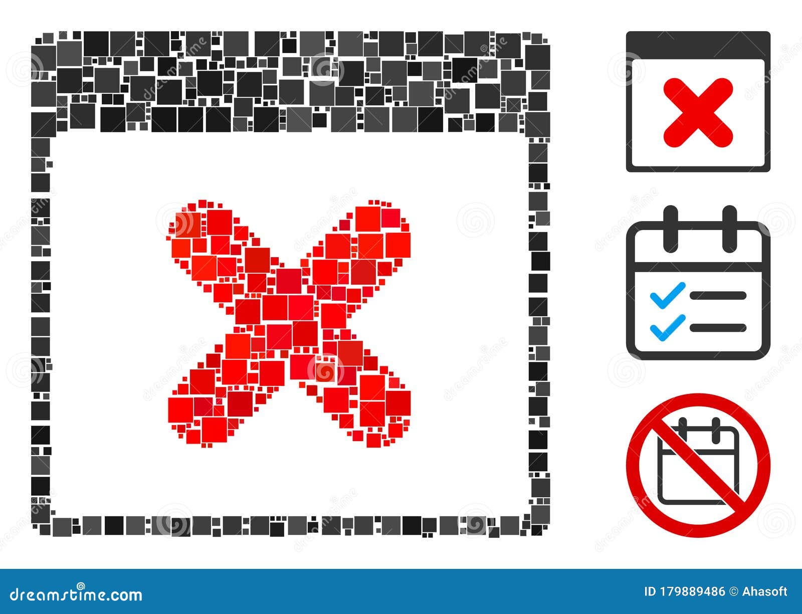 Square Cancel Calendar Page Icon Vector Collage Stock Illustration ...