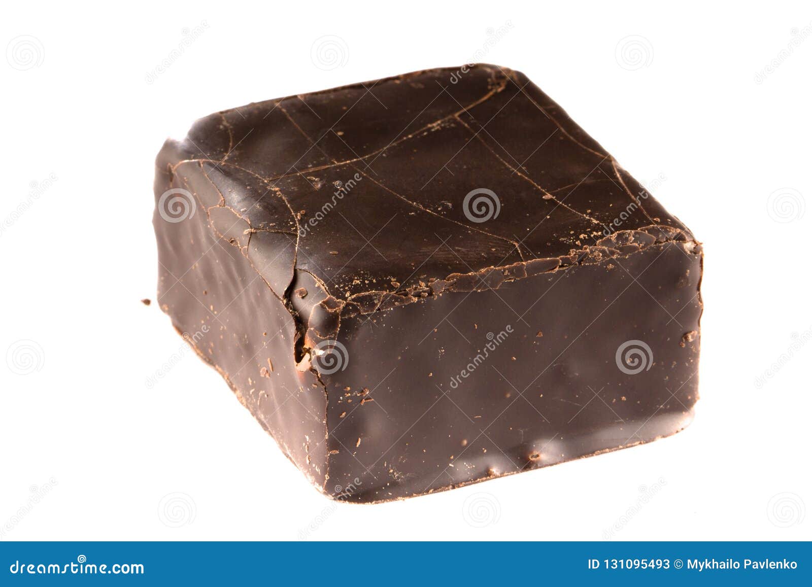 Square Candy In Caramel Glaze Decorated With Chocolate And A Ball ...