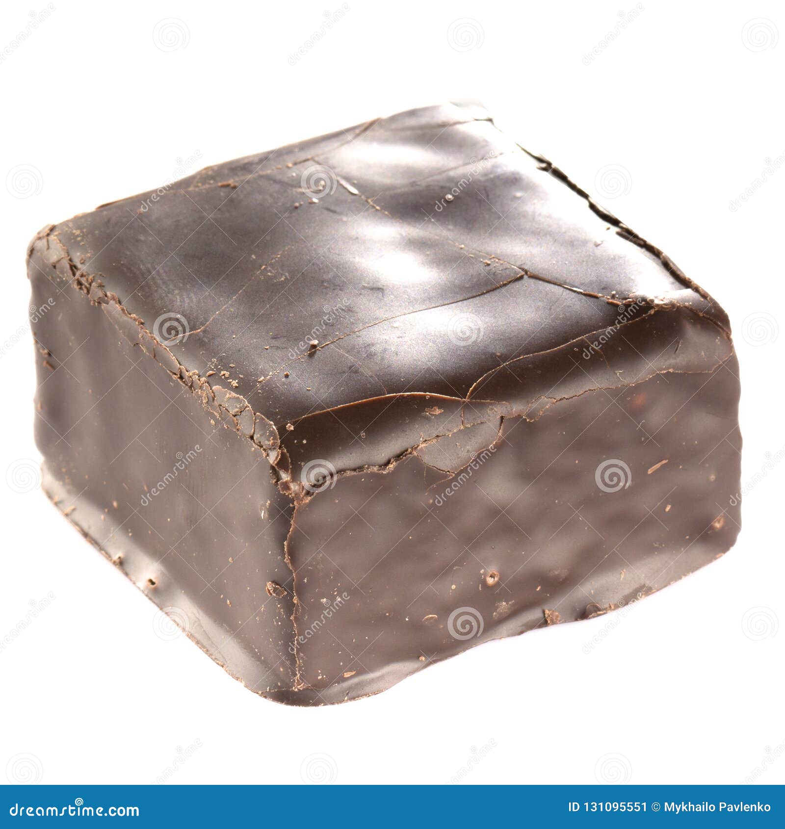 Square Candy In Caramel Glaze Decorated With Chocolate And A Ball ...