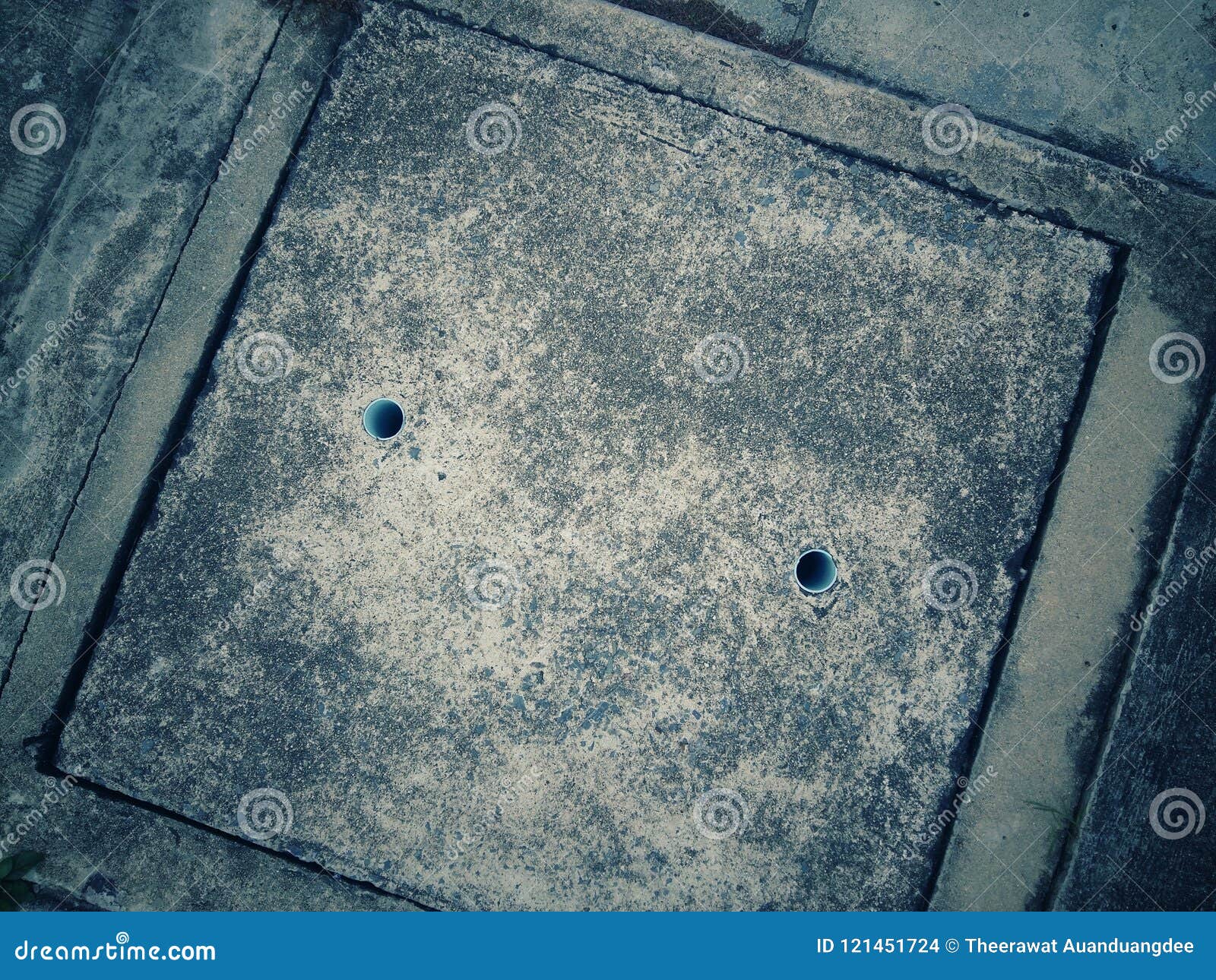 Square from the Cap of a Drain Made of Concrete Stock Photo - Image of ...