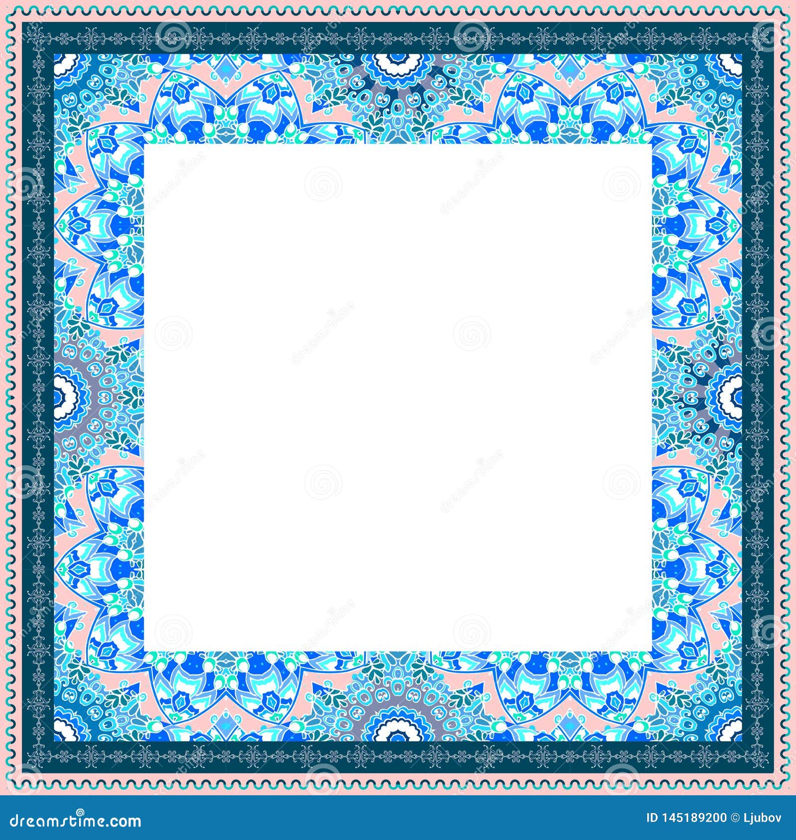 Square Card with Beautiful Ornamental Border in Ethnic Style Stock ...