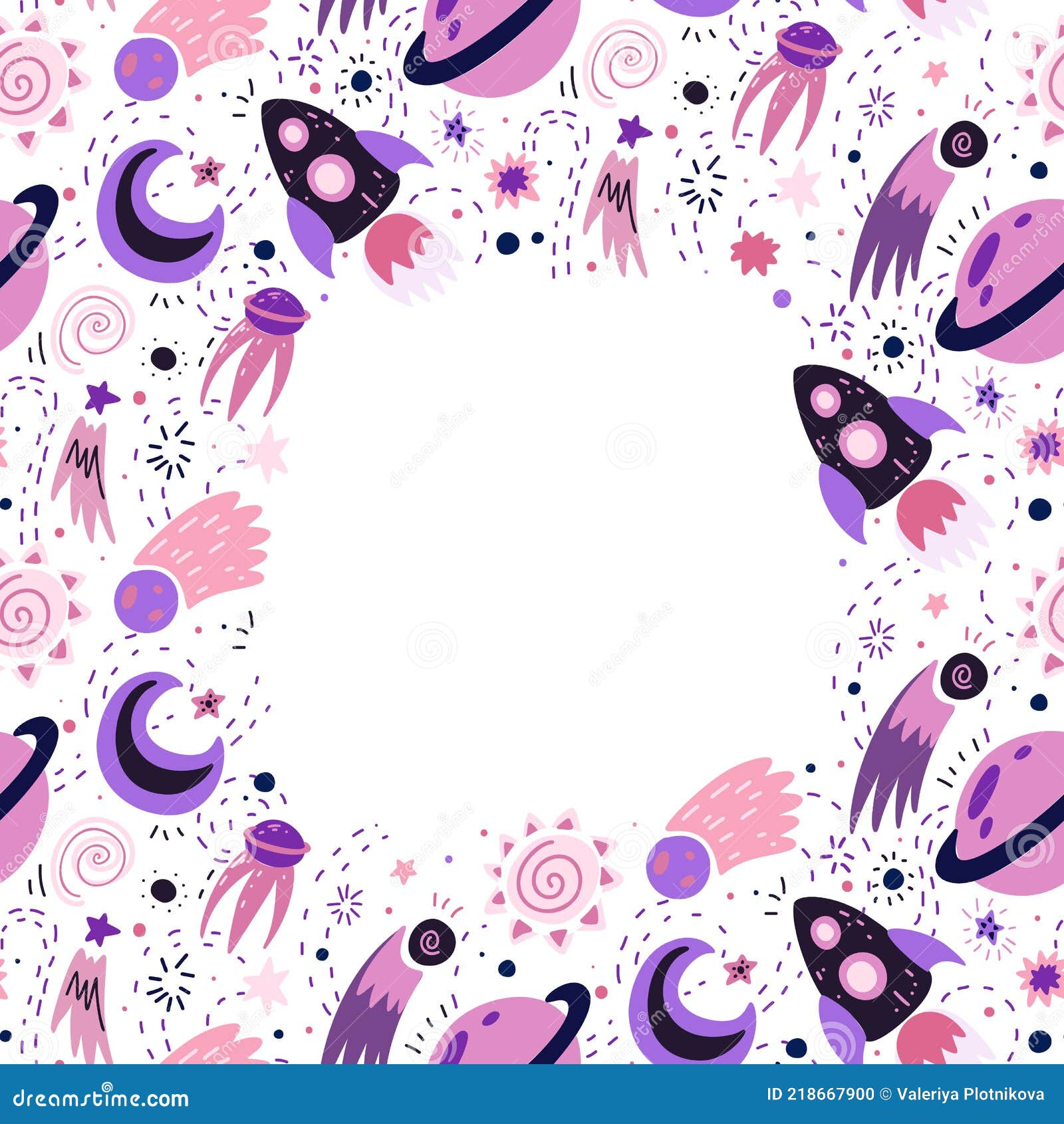 Square Universe Background. Dark Blue Space With Stars, Planets Vector ...