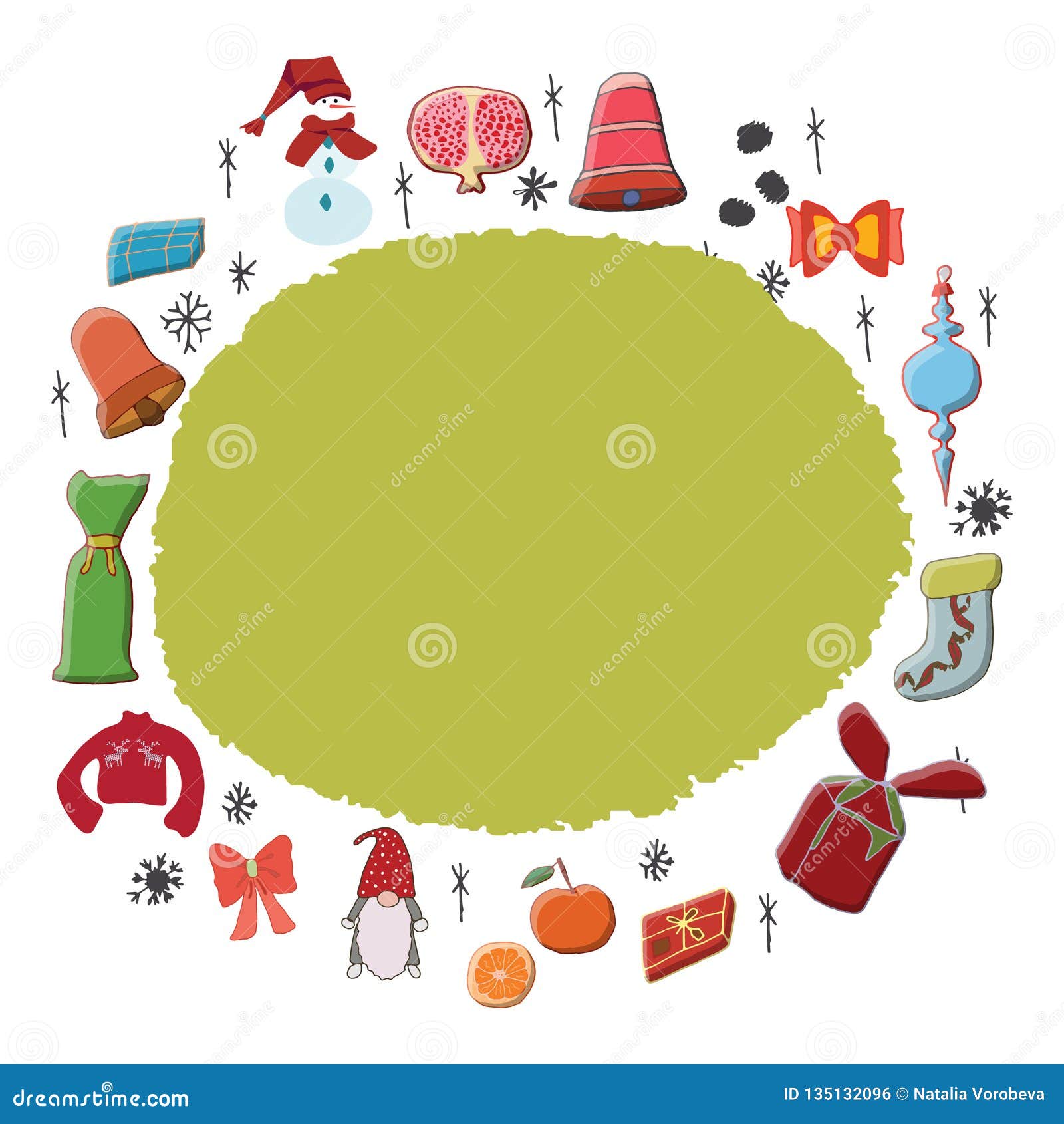 Festive Illustration. Design Template Square Card with Festive Elements ...