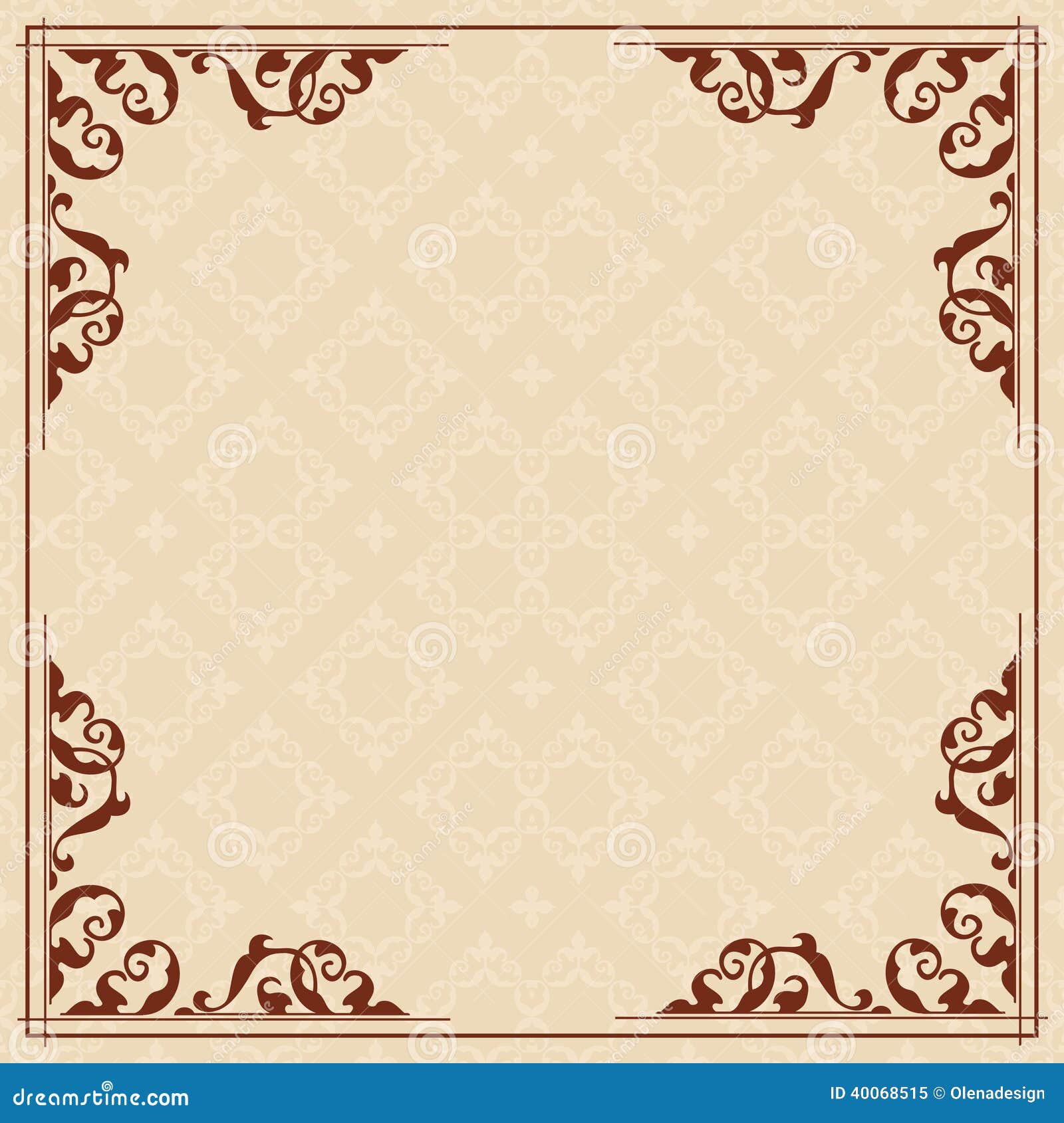 Square Vector Card with Vintage Ornament Stock Vector - Illustration of ...