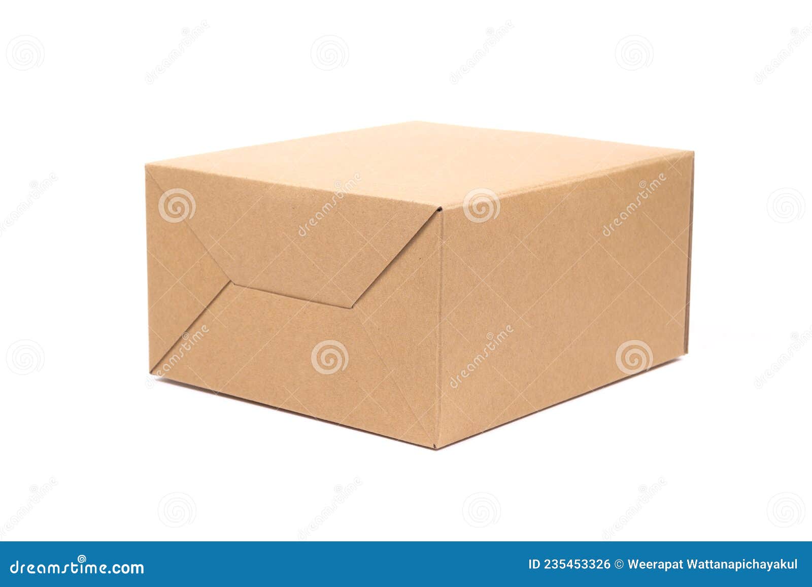 Square Cardboard Box Isolated On White. Carton Box For Storaging Or ...