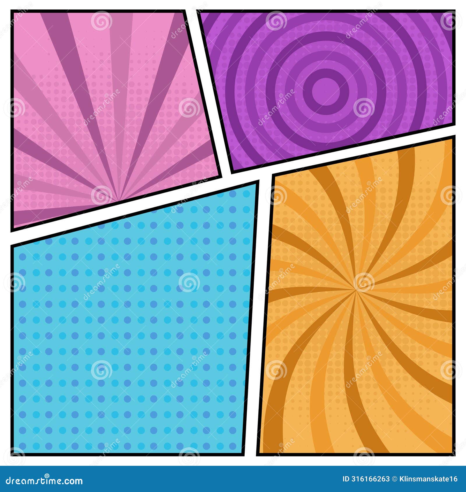 Square Cartoon Comic Background Set Colorful Vector Stock Vector ...