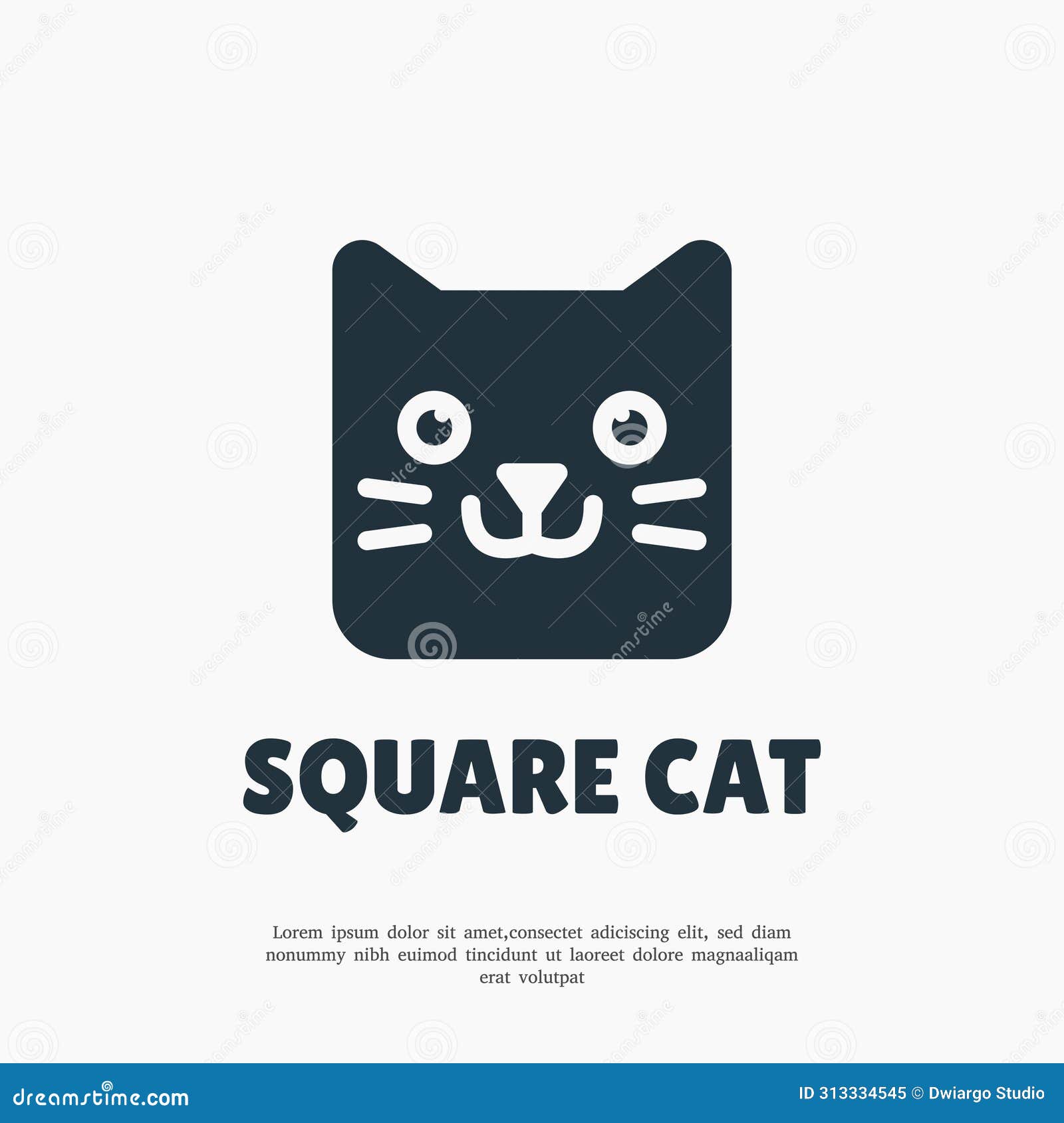 Square Cat Logo Design Template Stock Vector - Illustration of face ...