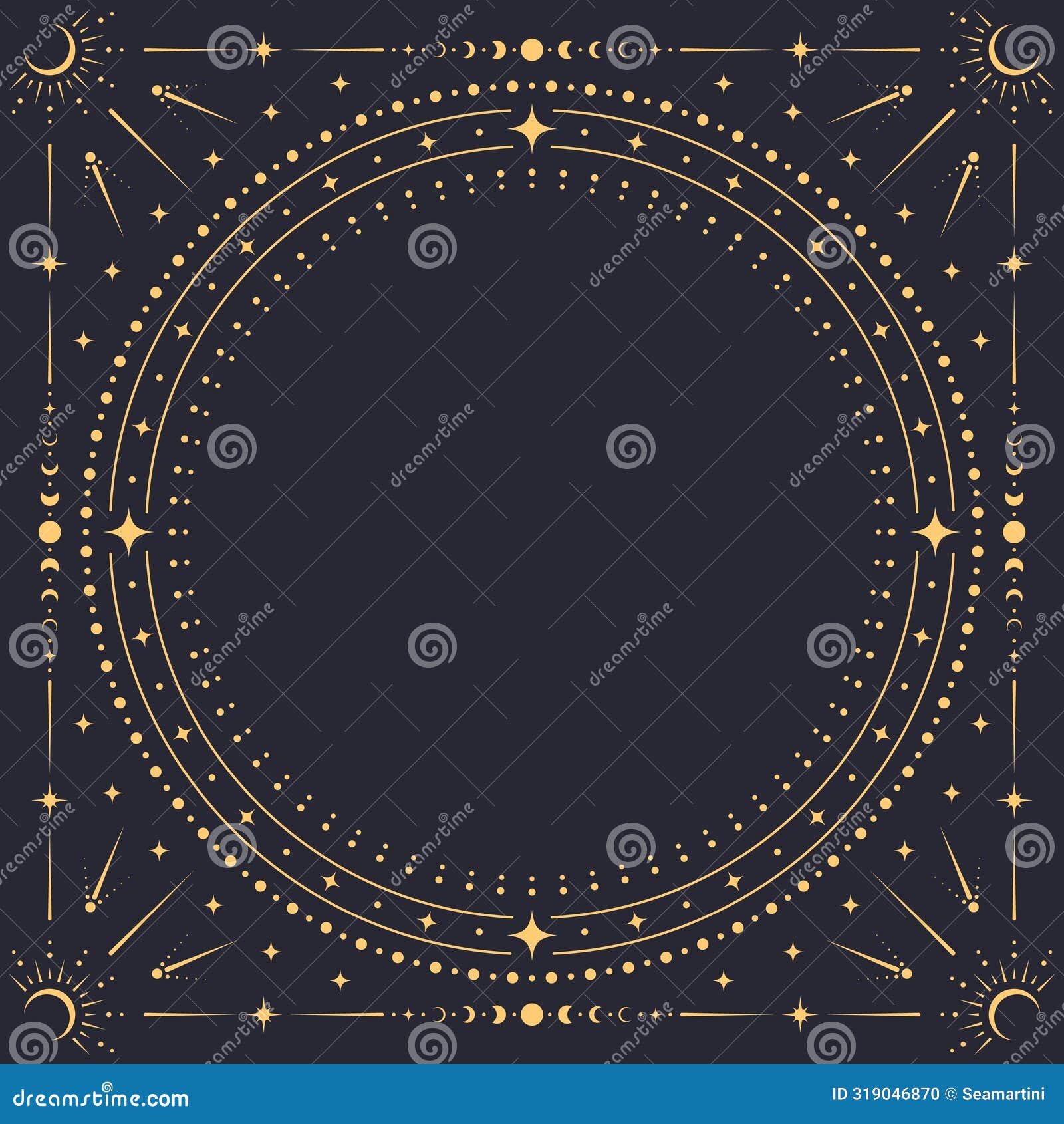 Square Celestial Frame. Vector Ornate Background Stock Vector ...