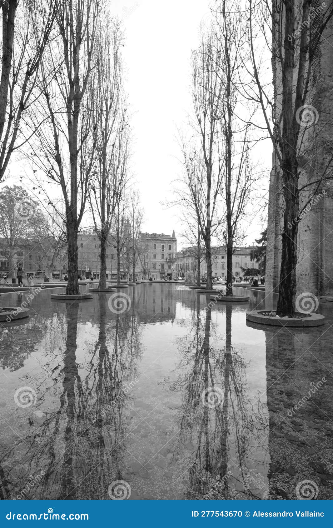 Square in the Center of Parma with a Small Lake and Reflection of the ...