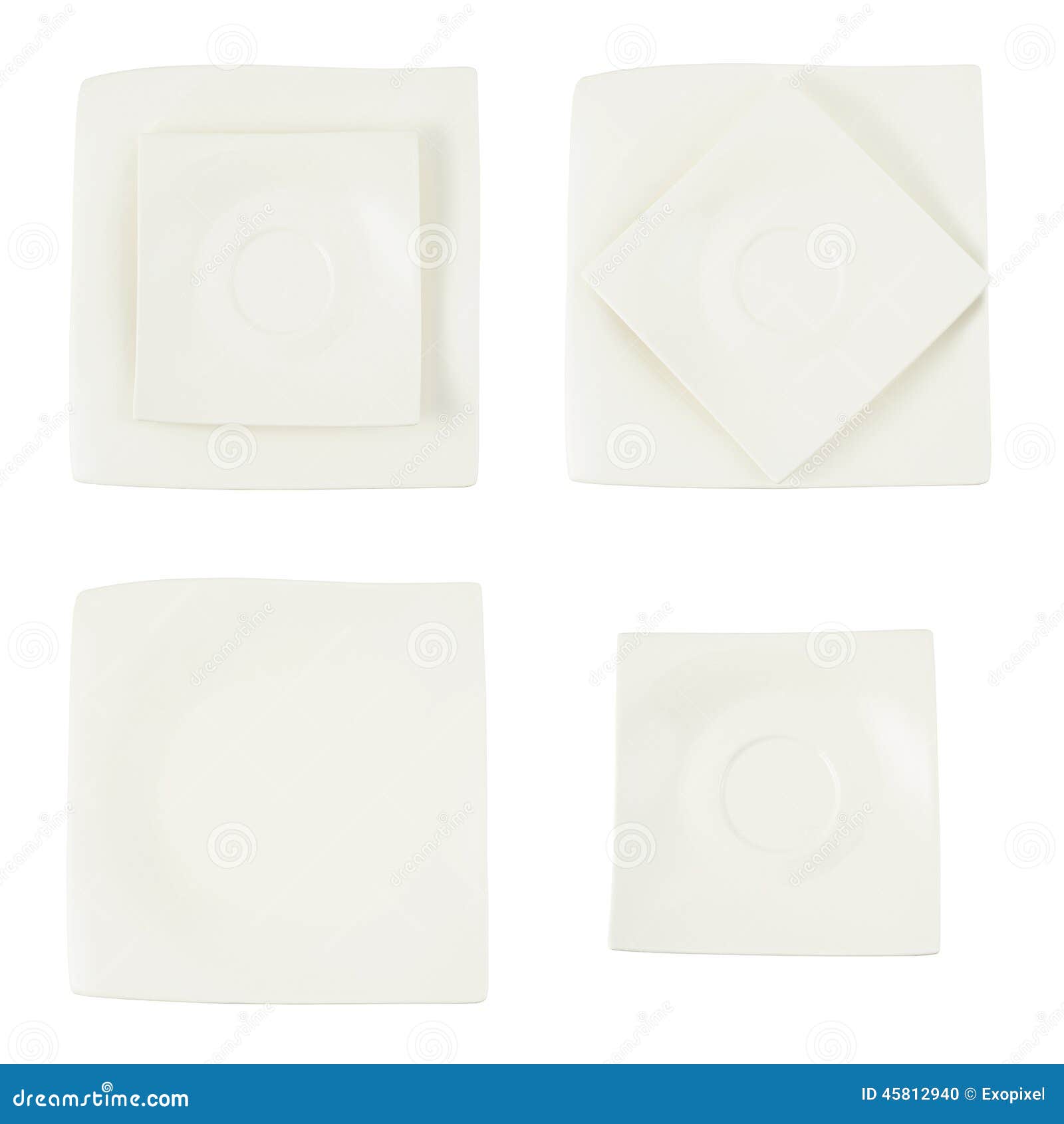 Square Ceramic Plate Isolated Stock Photo - Image of food, lunch: 45812940
