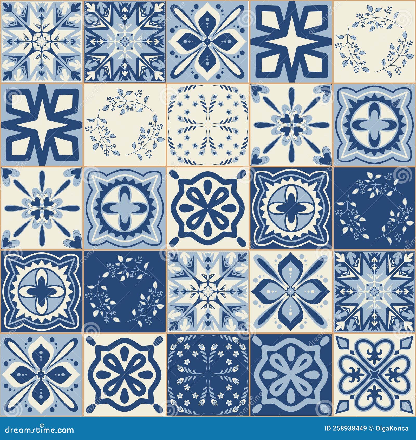 Square Ceramic Tile, Azulejo Style, Several Different Design Tiles for ...