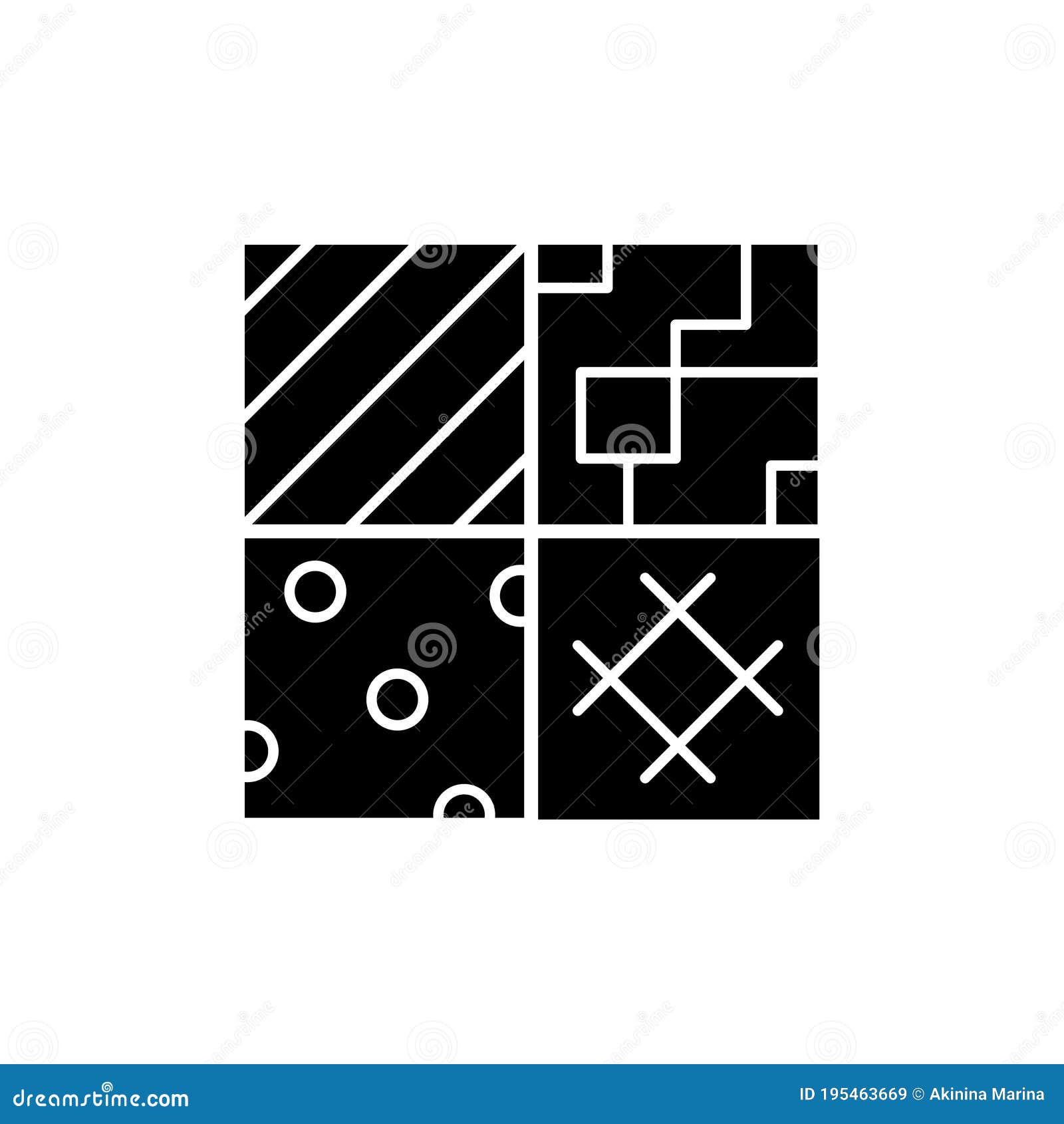 Square Ceramic Tile with Pattern Variations. Silhouette Piece of Quilt ...