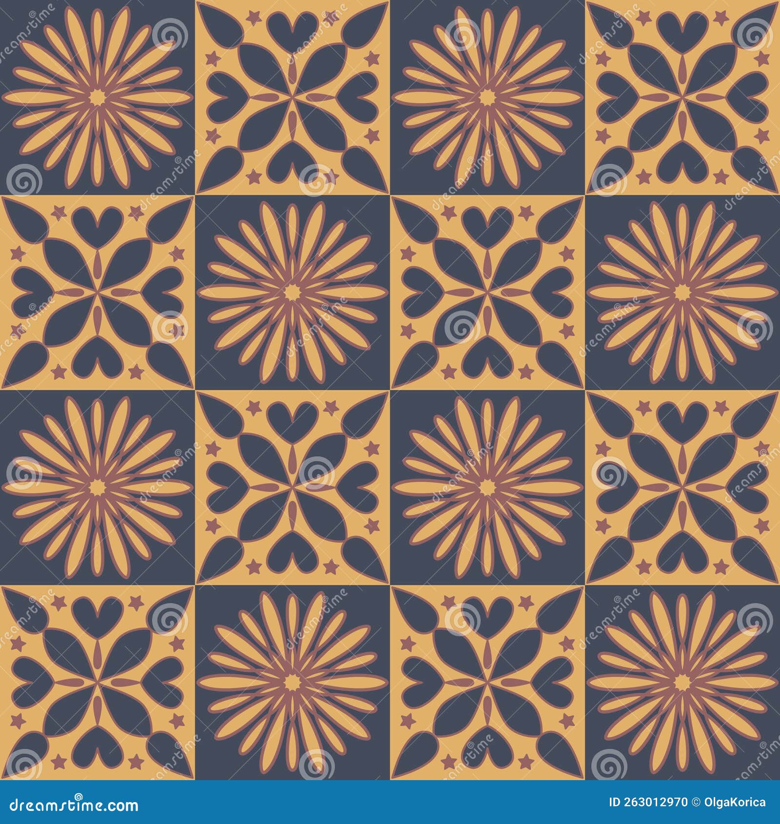 Square Ceramic Tiles, Design Flower Mandala, Spanish Style Colored ...