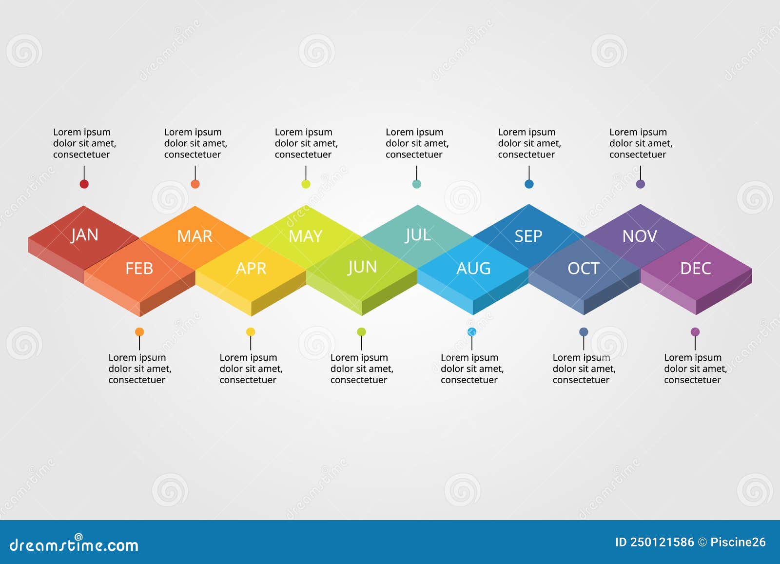 Square Chart of 12 Month Timeline Template for Infographic for ...