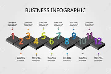 Square Chart of 12 Number of Timeline Template for Infographic for ...
