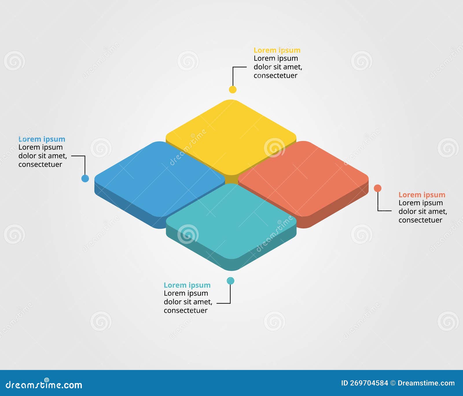 Square Chart Step Template for Infographic for Presentation for 4 ...