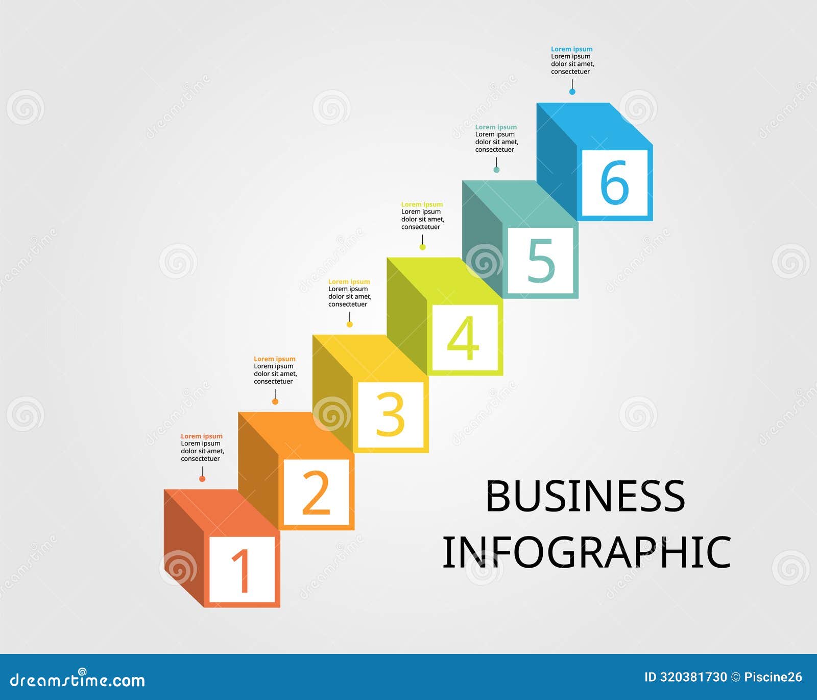Square Chart Step Template for Infographic for Presentation for 6 ...