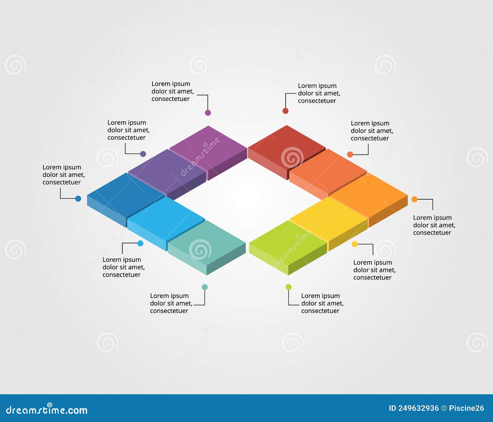 Square Chart Template for Infographic for Presentation for 10 Element ...