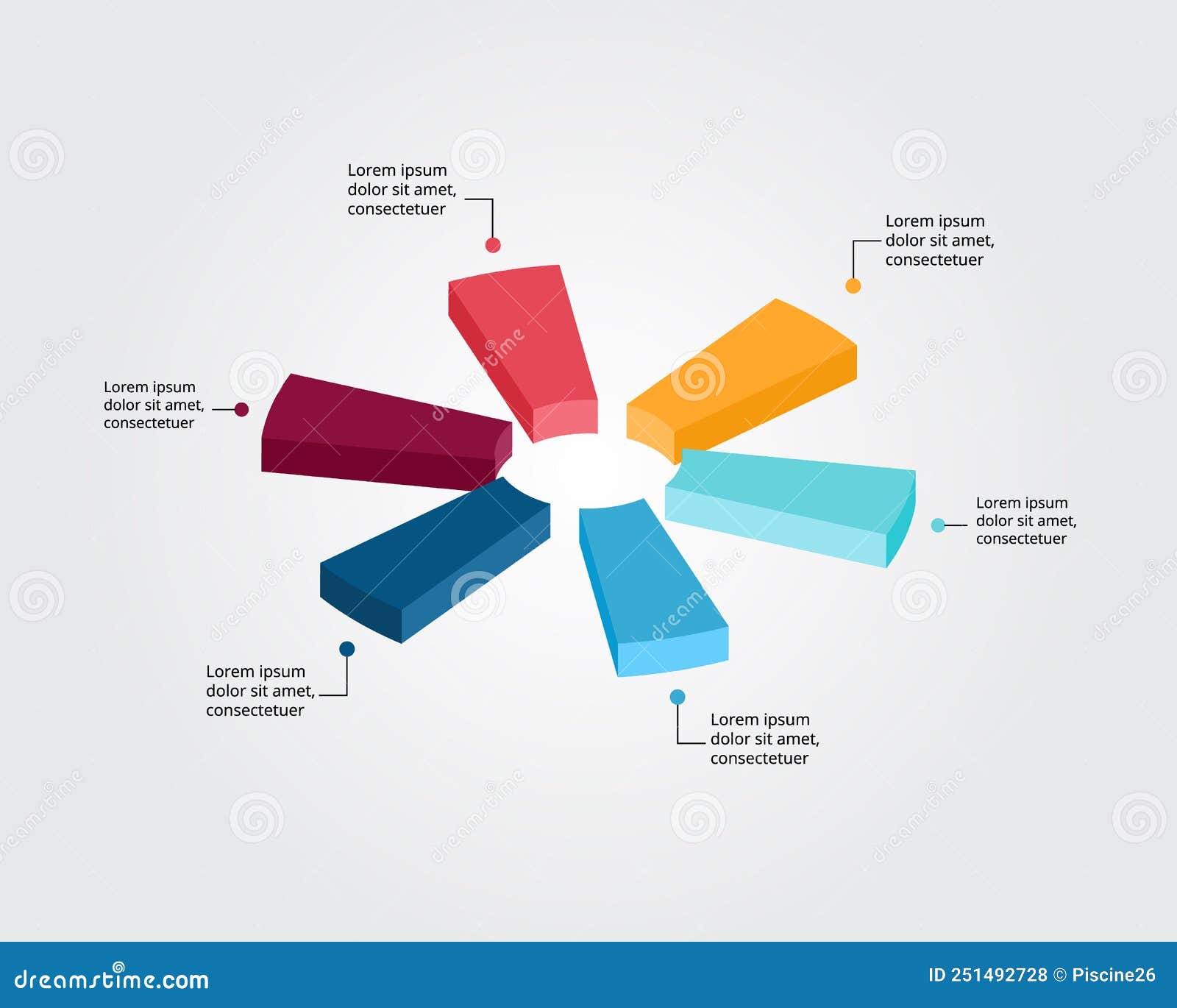 Square Chart Template for Infographic for Presentation for 6 Element ...