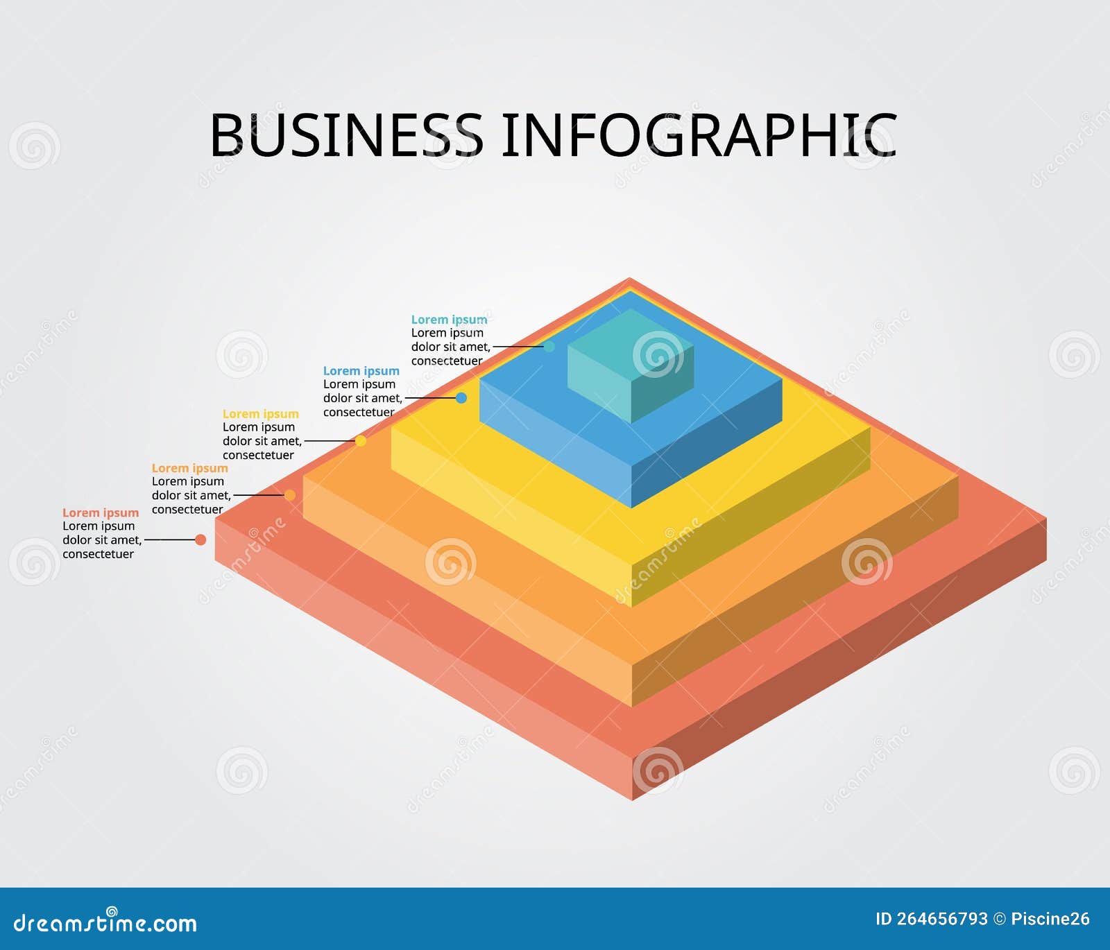 Square Chart Template for Infographic for Presentation for 5 Element ...