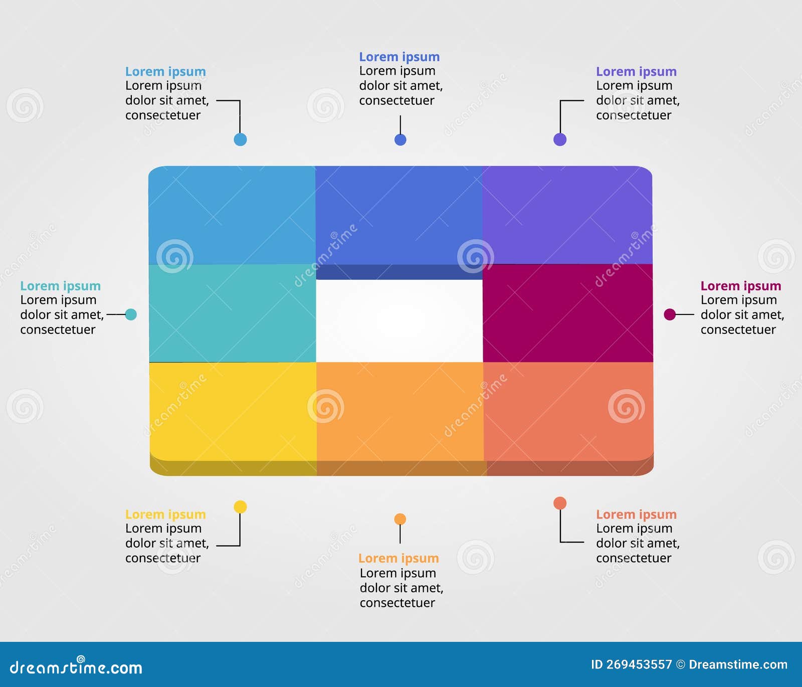 Square Chart Template for Infographic for Presentation for 8 Element ...