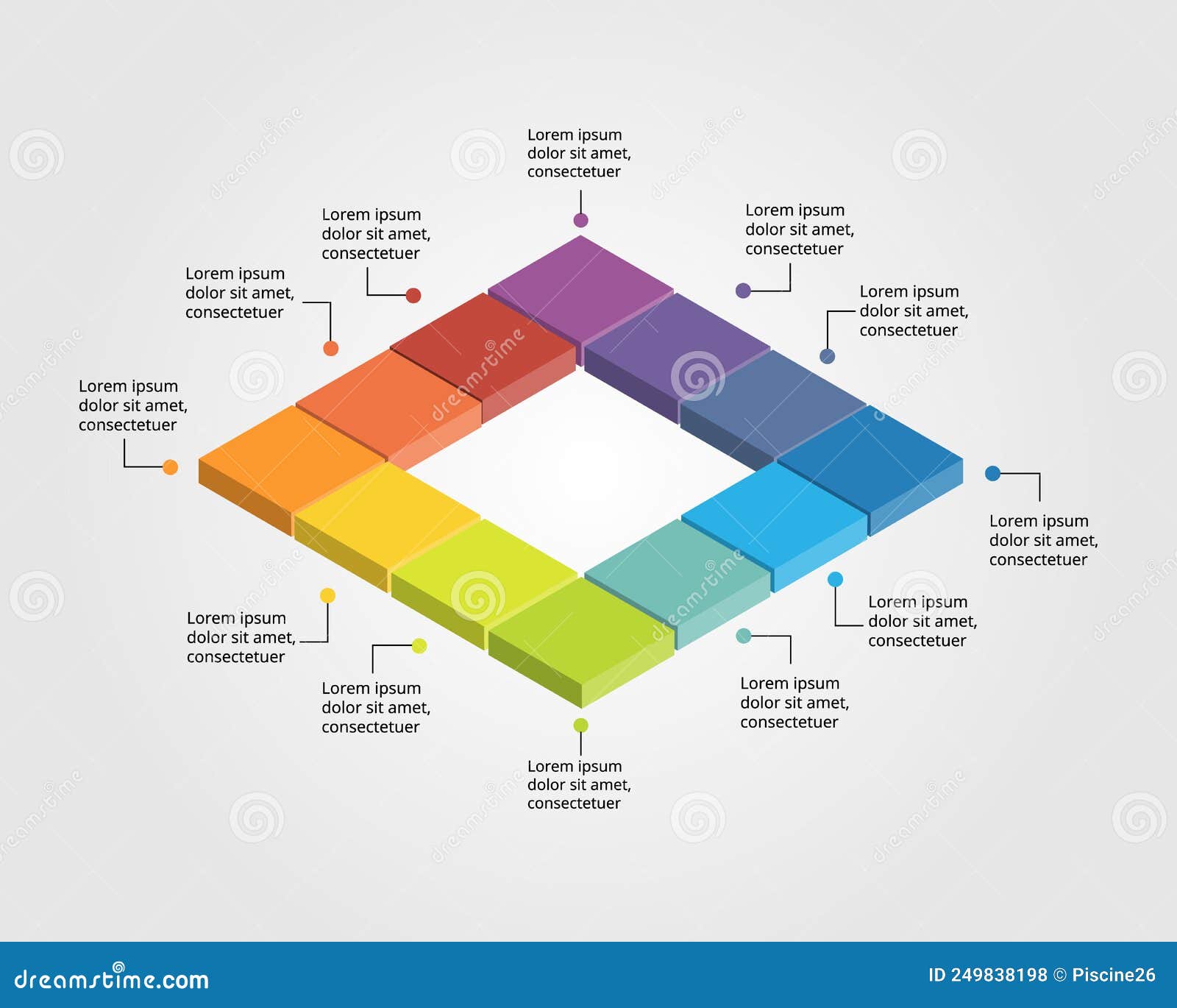 Square Chart Template for Infographic for Presentation for 10 Element ...