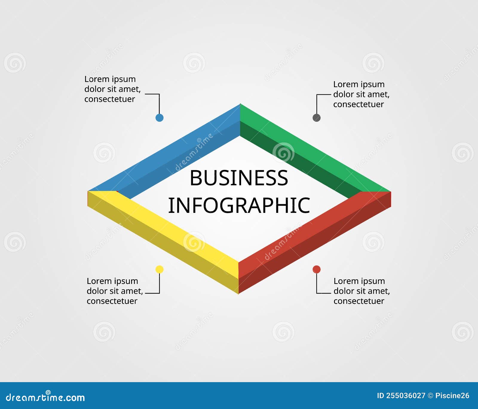 Square Chart Template for Infographic for Presentation for 4 Element ...