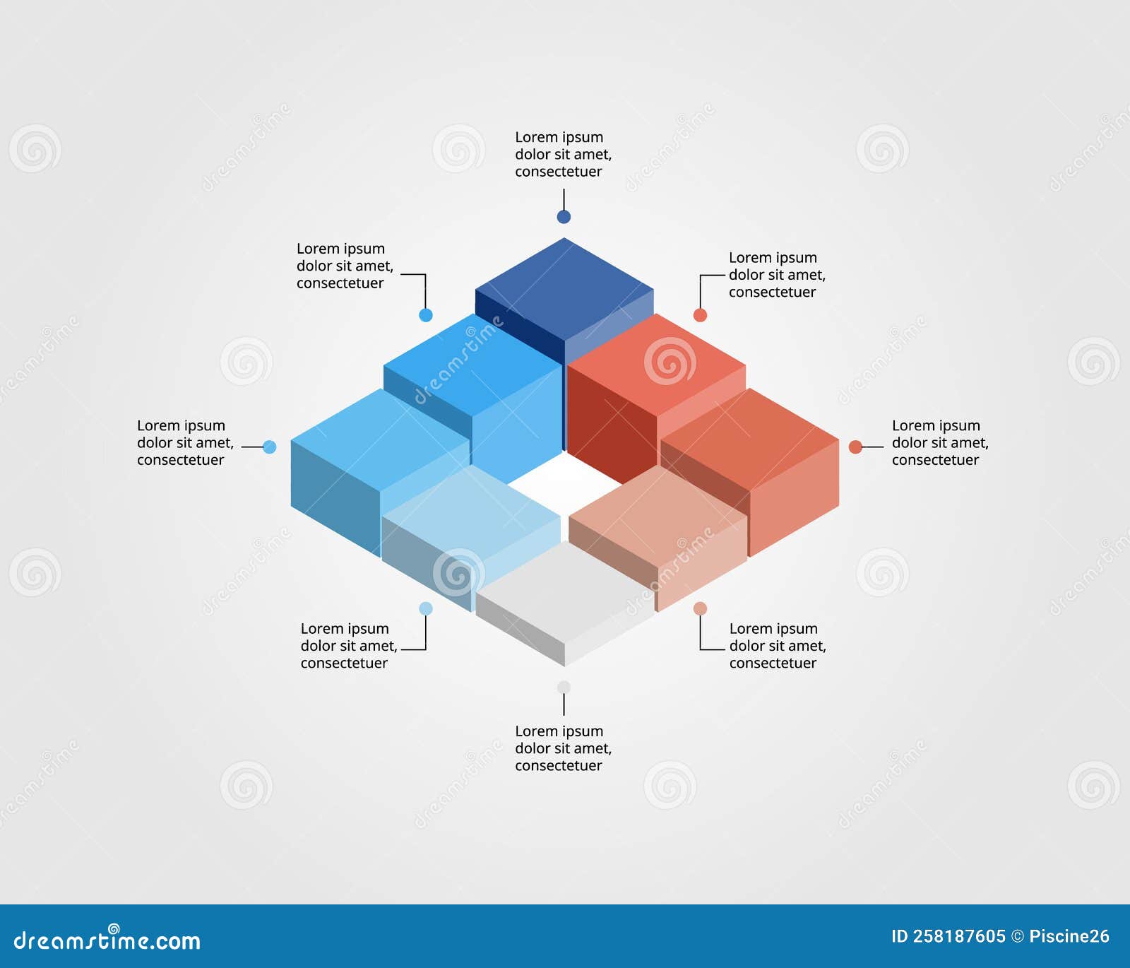 Square Chart Template for Infographic for Presentation for 8 Element ...