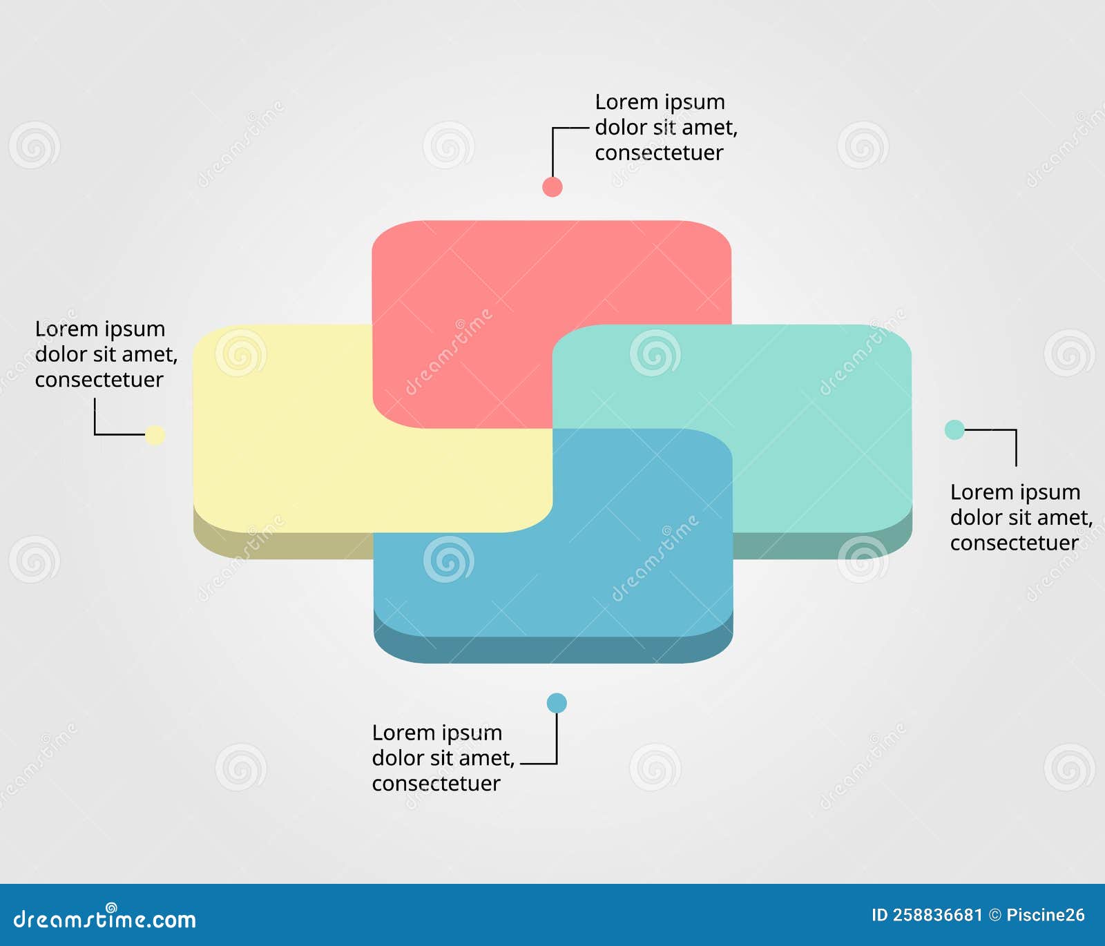 Square Chart Template for Infographic for Presentation for 4 Element ...