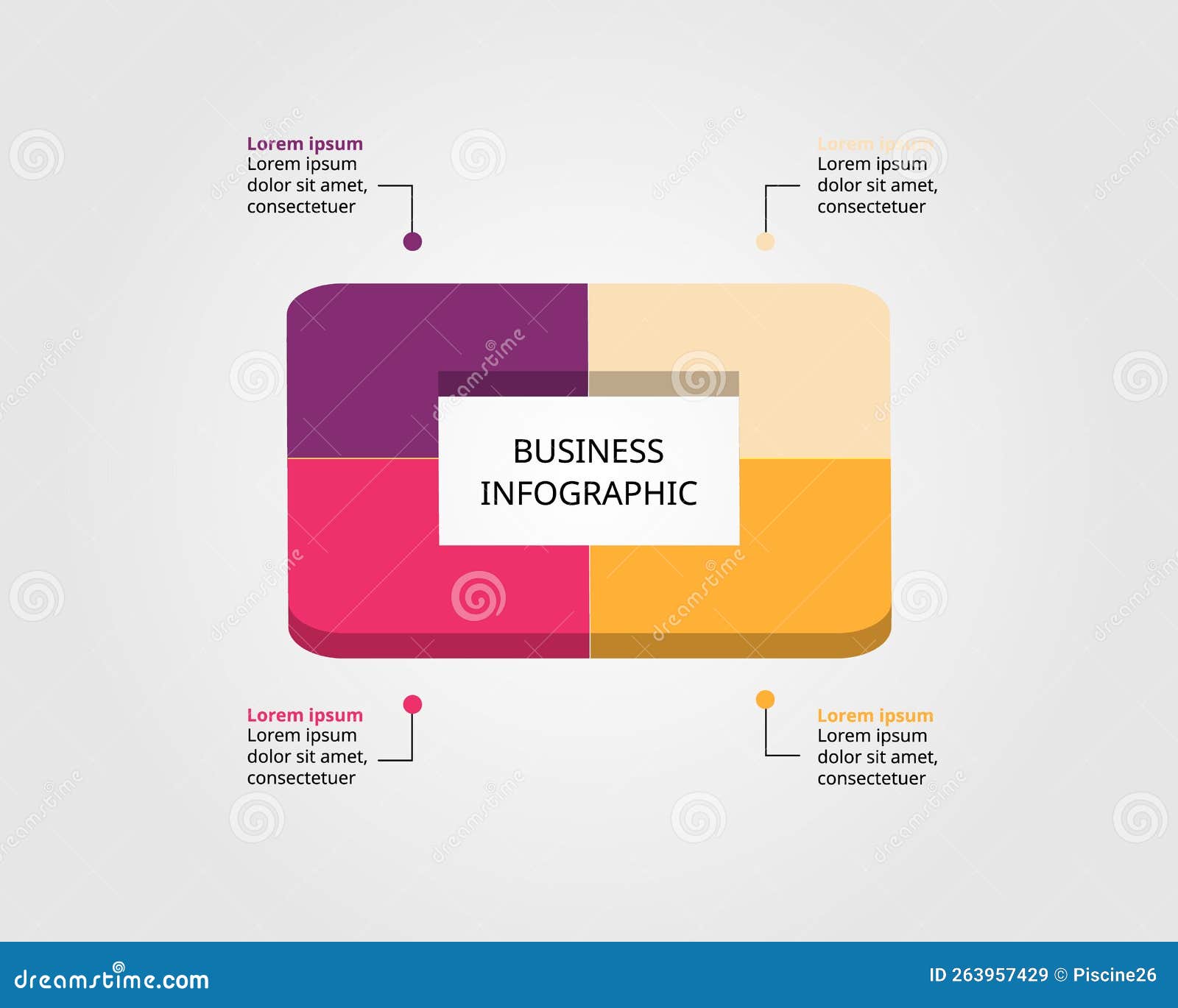 Square Chart Template for Infographic for Presentation for 4 Element ...